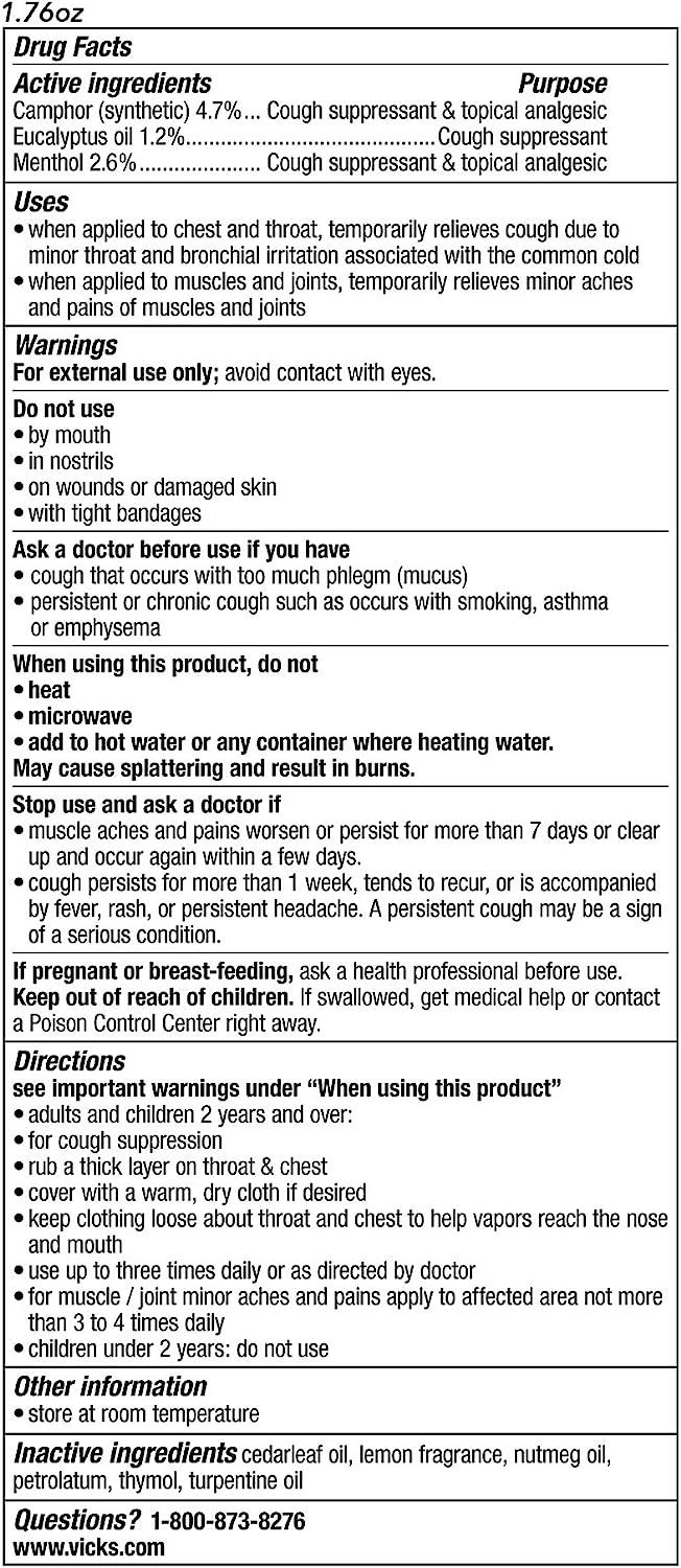 Vicks VapoRub Lemon Scent - Cough Suppressant & Analgesic Ointment - 1 ...
