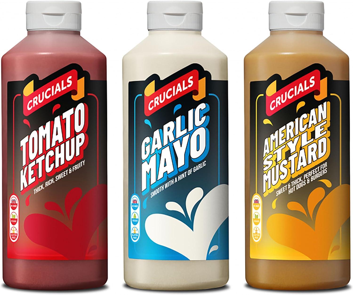 Table Sauce Bundle with Crucials Tomato Ketchup 500ml Garlic Mayo 500ml ...
