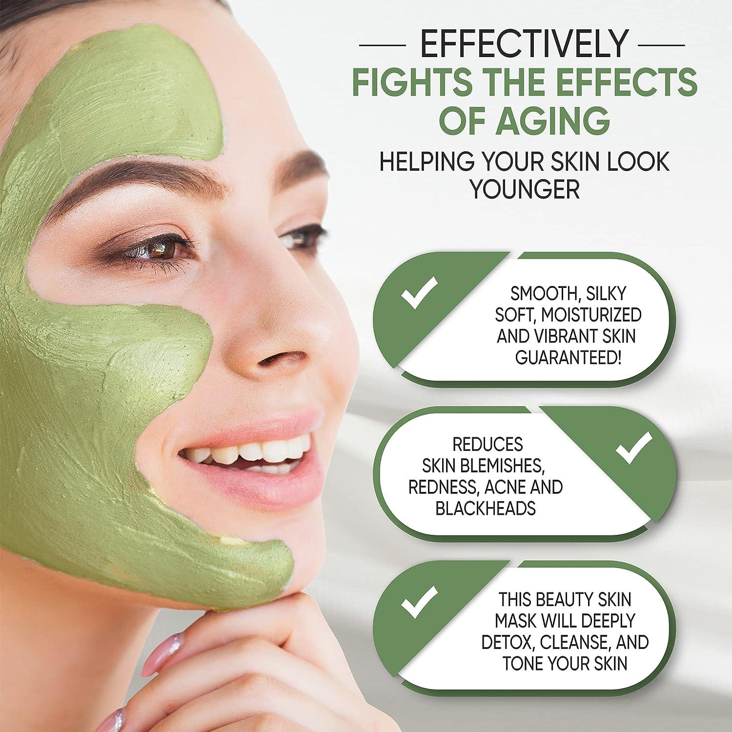 Green Tea Matcha Facial Mud Mask - Removes Blackheads, Reduces Wrinkles ...