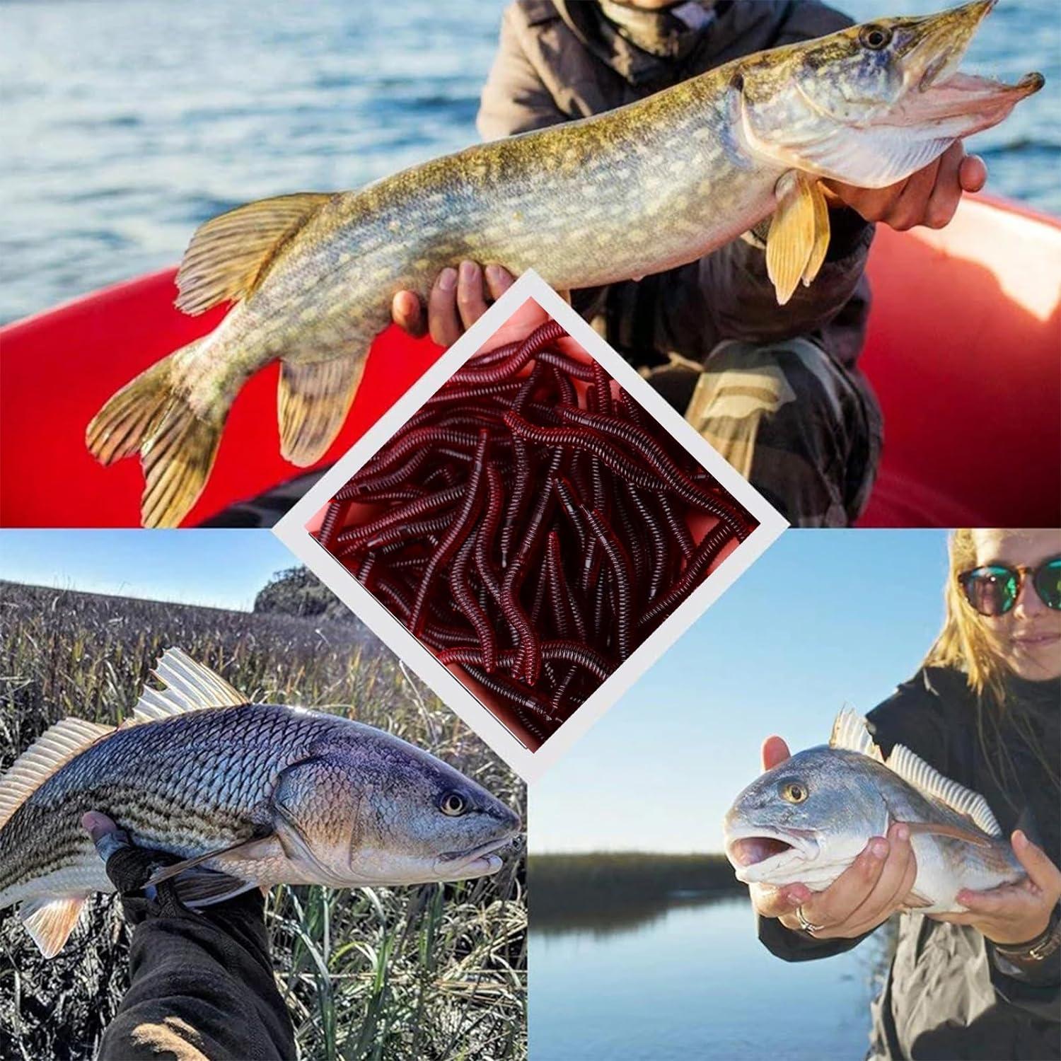 350 PCS Artificial Bait Worms for Fishing - Soft Plastic Trout Bait Box ...