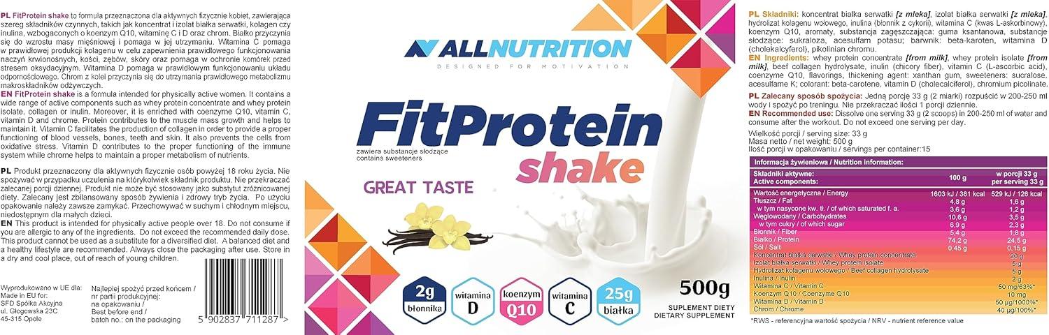 Allnutrition Fit Protein Shake Vanilla - 500g | Buy Now with Express ...