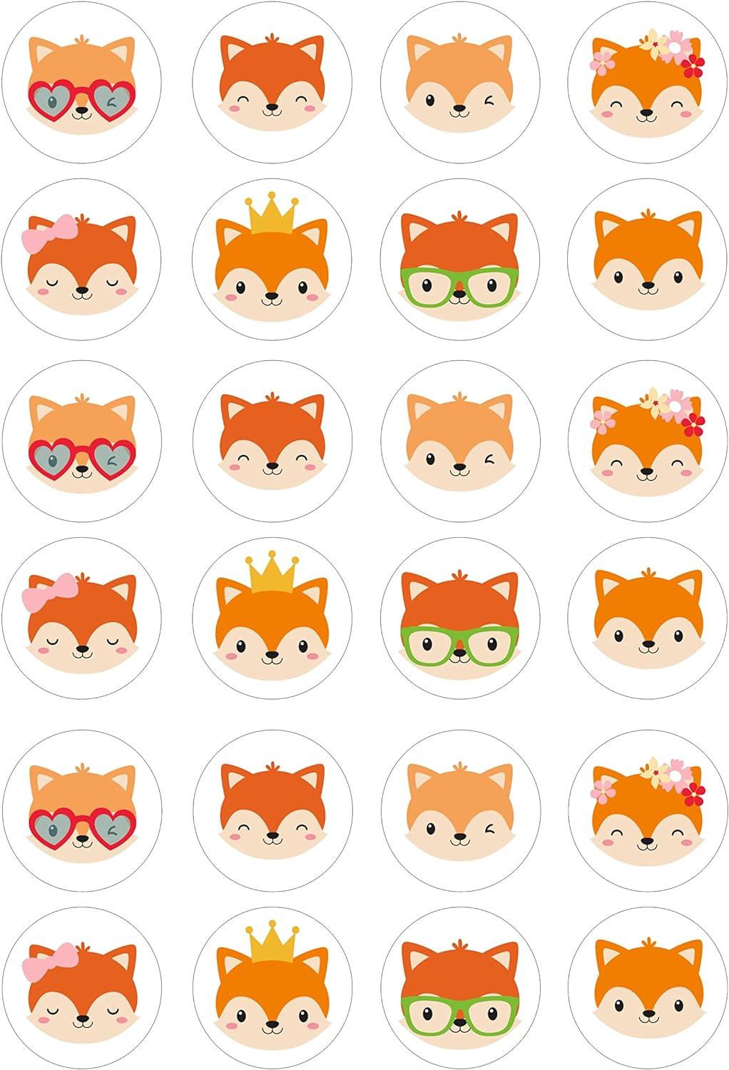 24 edible PRE CUT Fox foxes style kids childrens party decorations ...