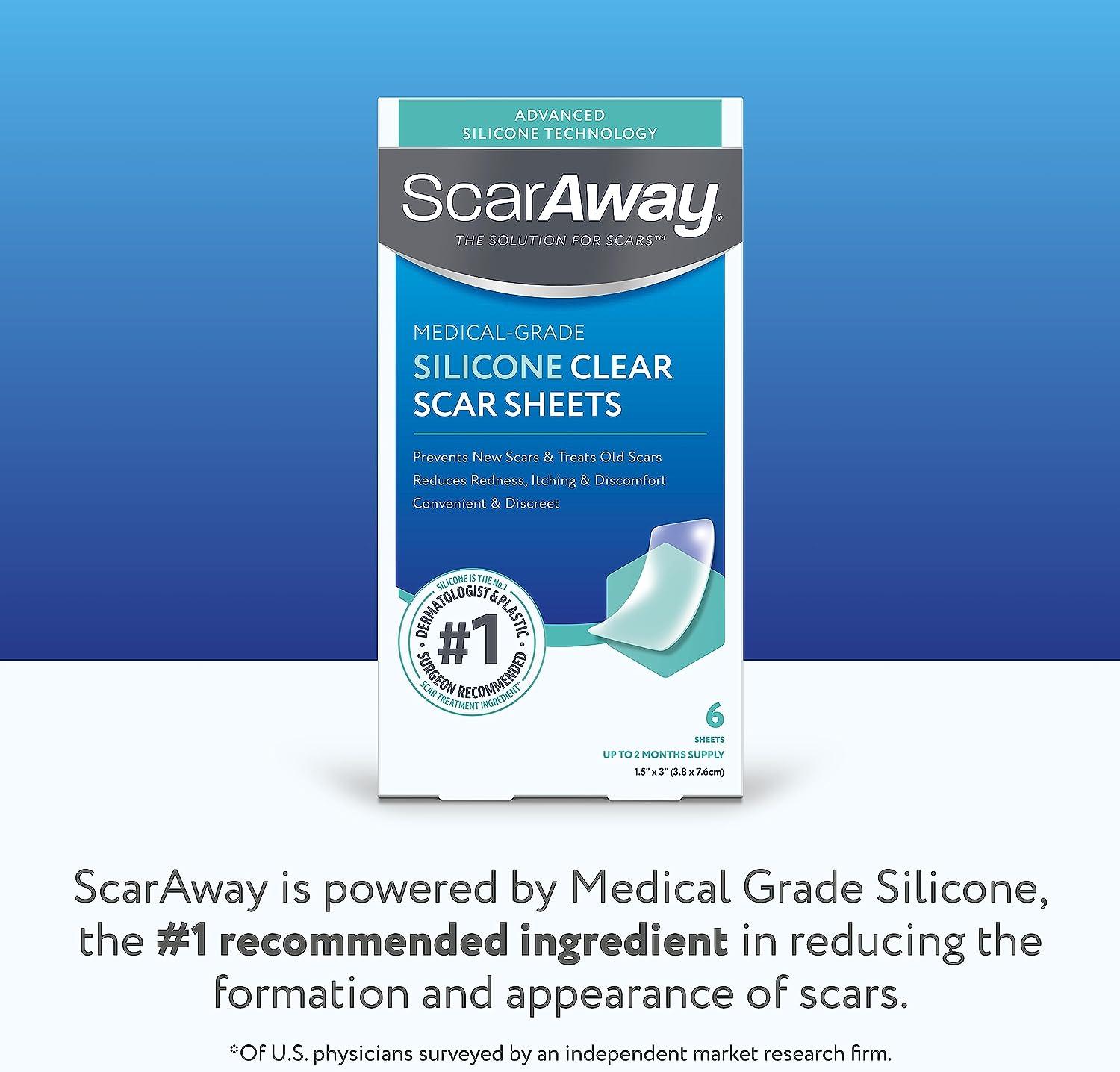 ScarAway Clear Silicone Scar Sheets - White - 6 Count | Buy Now with ...