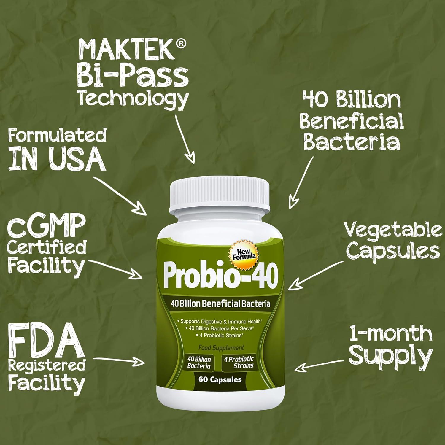 Probio-40: 40 Billion Probiotic & Prebiotic for Colon & Immune Health ...