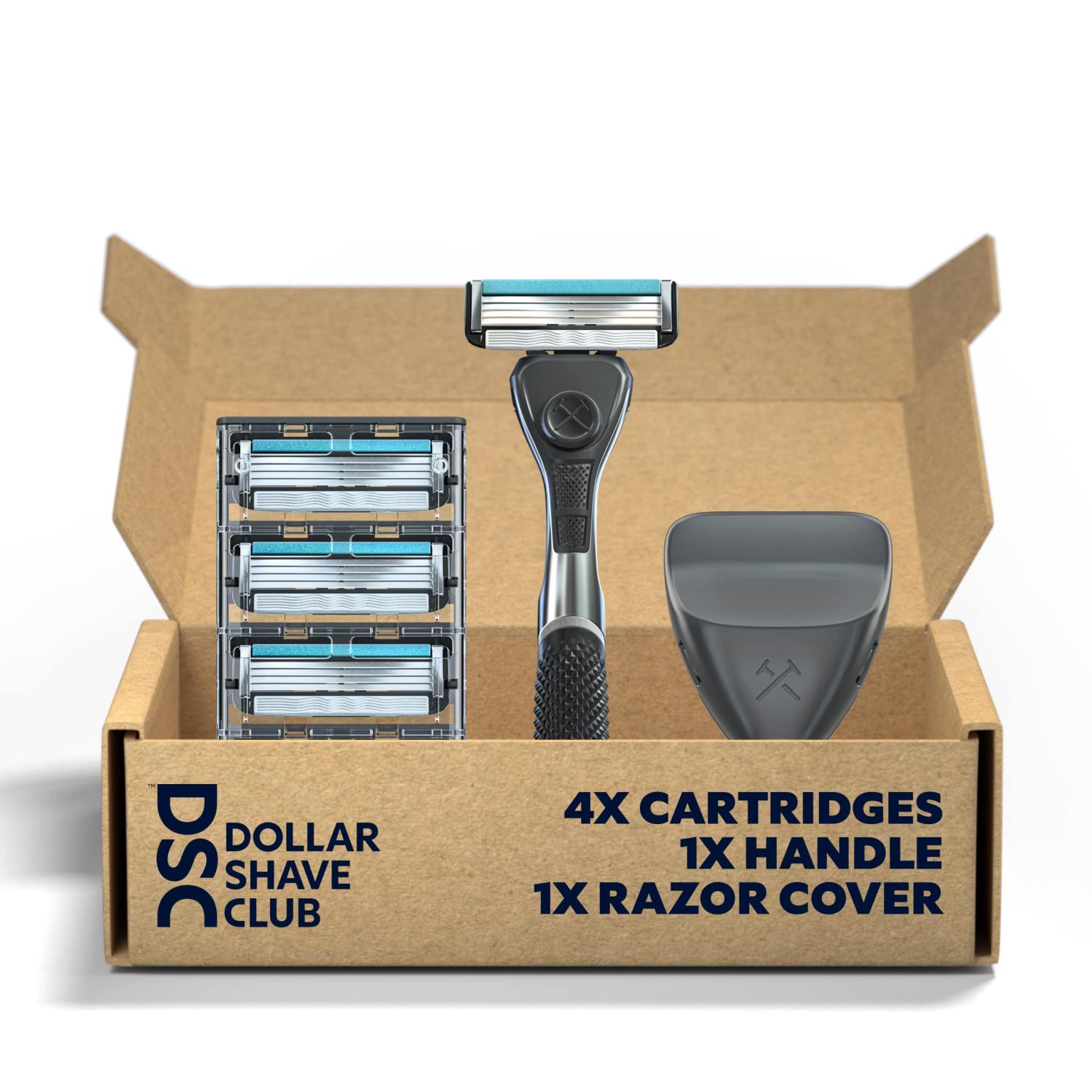 Travel-Friendly Dollar Shave Club 4-Blade Shaving Kit | Diamond Grip ...