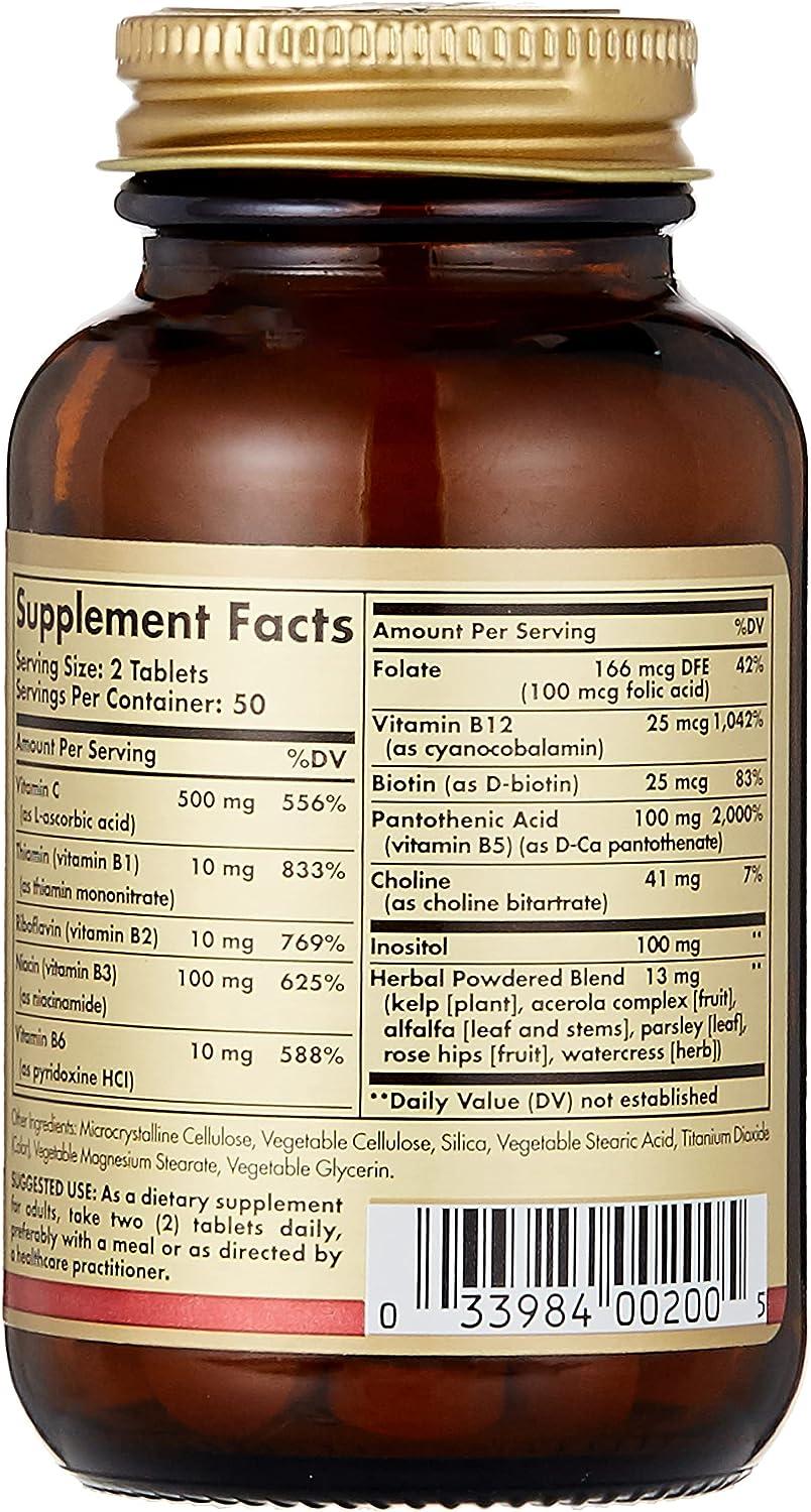 Solgar B-Complex with Vitamin C Stress Formula 100 Tablets - Energy ...