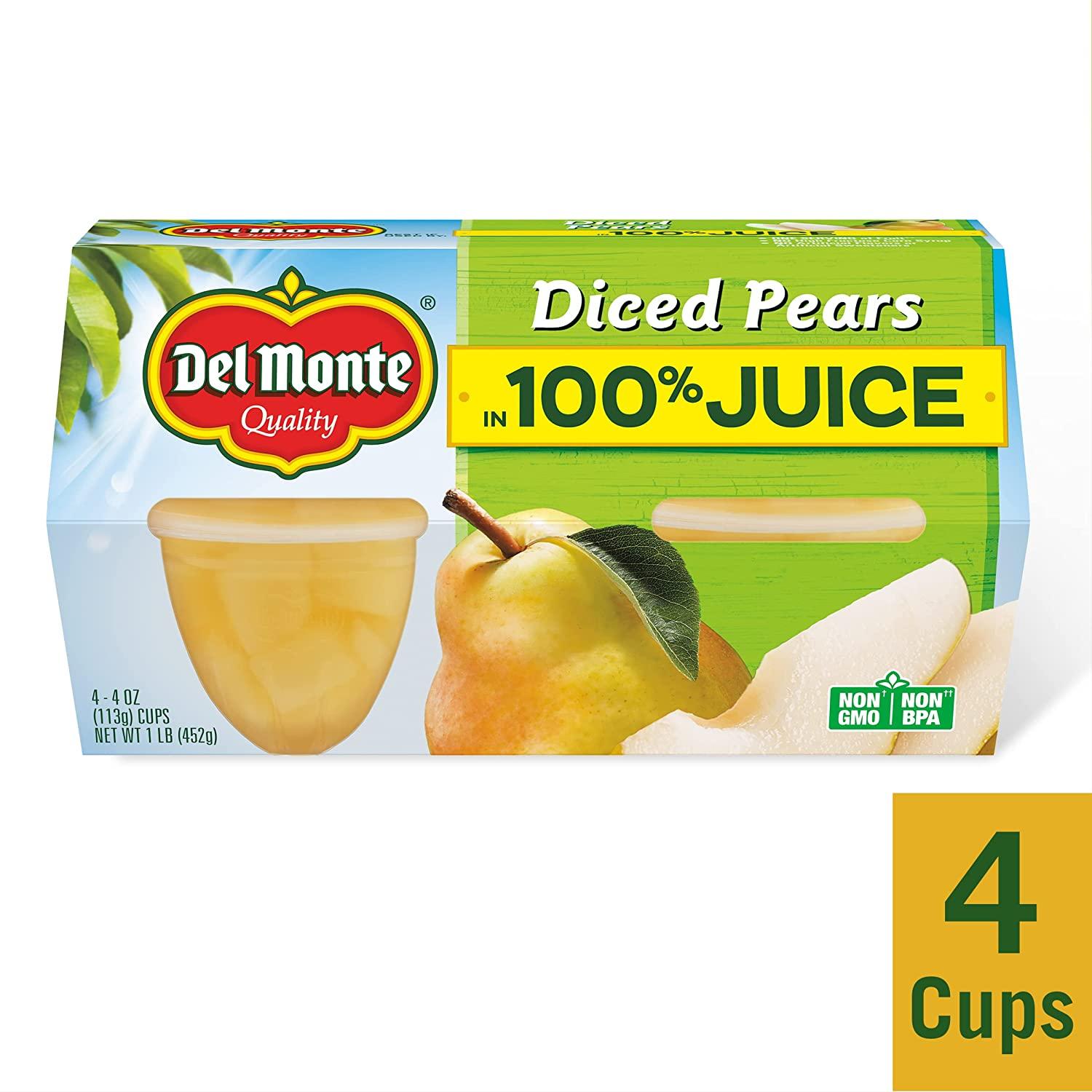 Del Monte Diced Pears in Light Syrup 16 Oz - Pack of 4 | High Quality ...