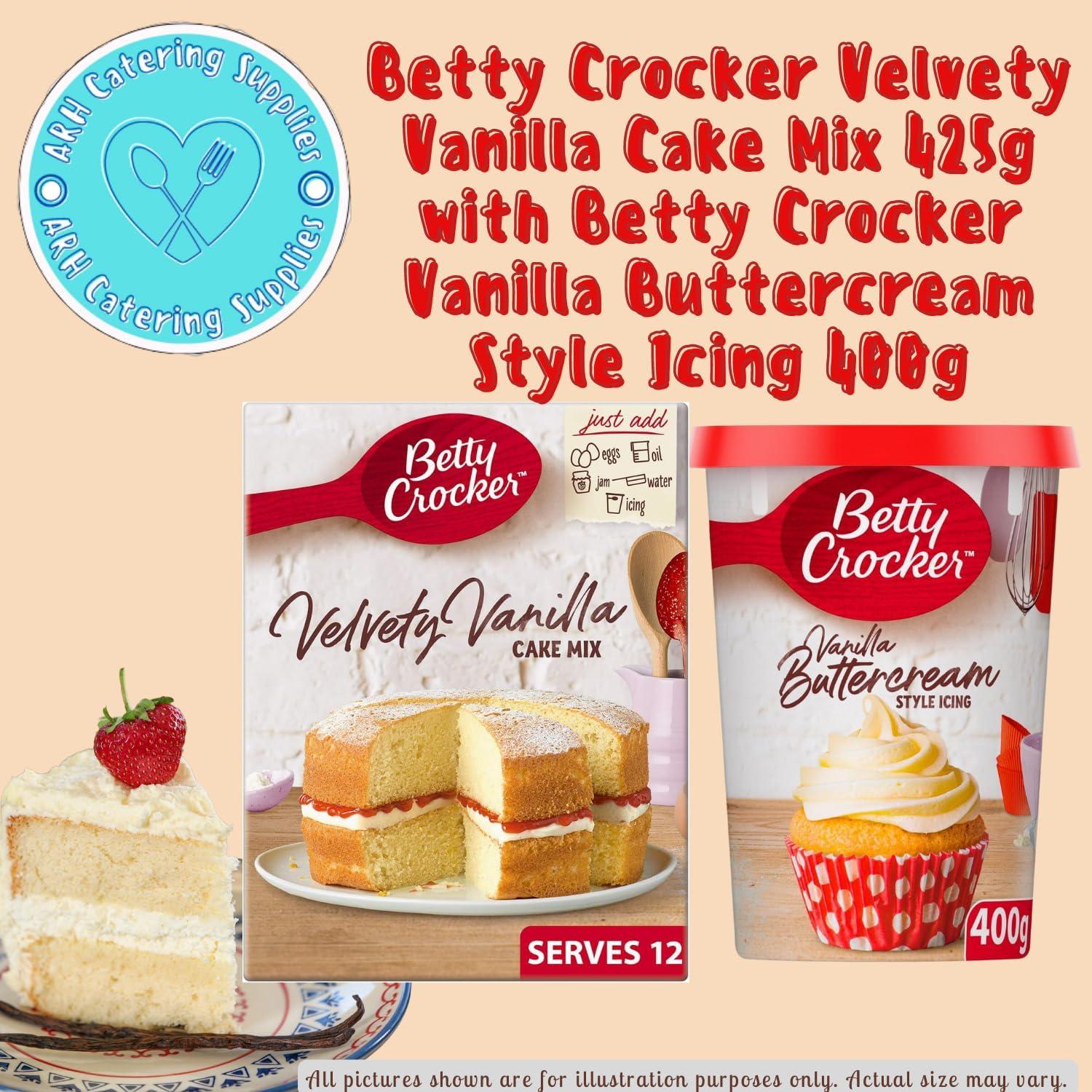 Betty Crocker Velvety Vanilla Cake Mix 425g with Betty Crocker Vanilla Buttercream Style Icing ...