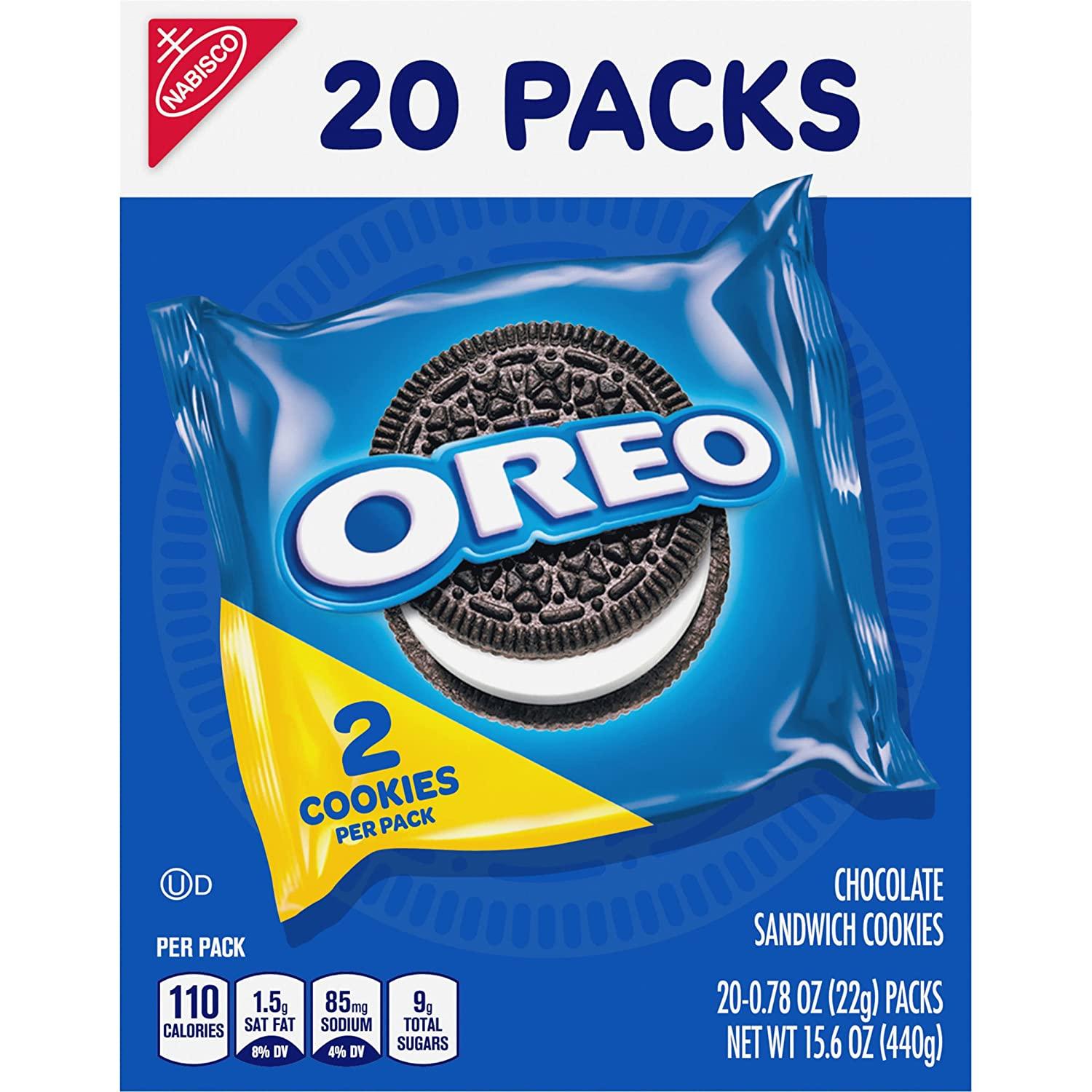 OREO Chocolate Sandwich Cookies - 20 Snack Packs (40 Cookies Total ...
