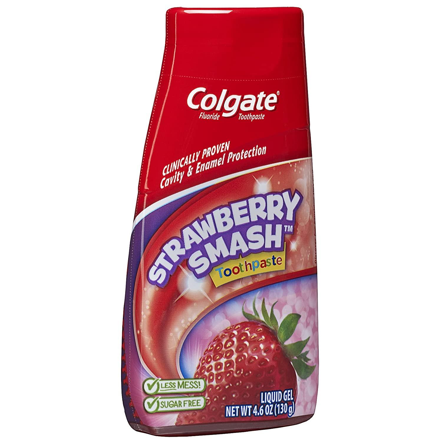 Colgate Fluoride Toothpaste Strawberry Smash Liquid Gel 4.60 oz - Pack ...