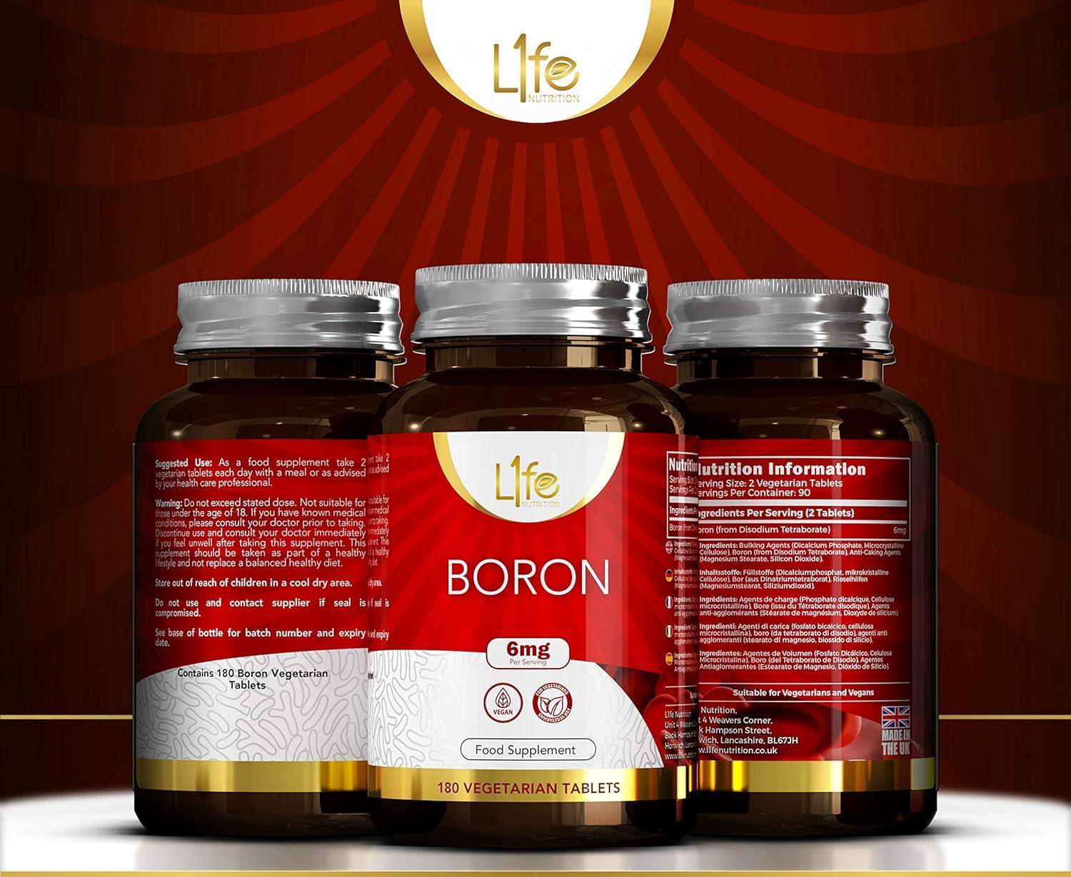 Buy LN BOR Tablets | High-Dose Vegan Supplements | 180 Bortaries | 6mg ...