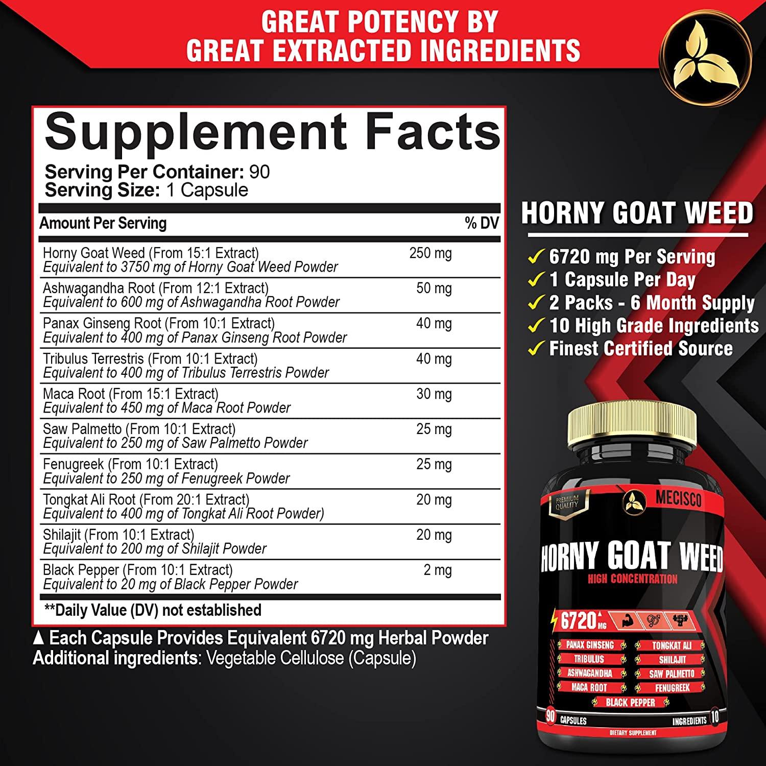 2 Packs Horny Goat Weed Capsules with Panax Ginseng, Tribulus ...