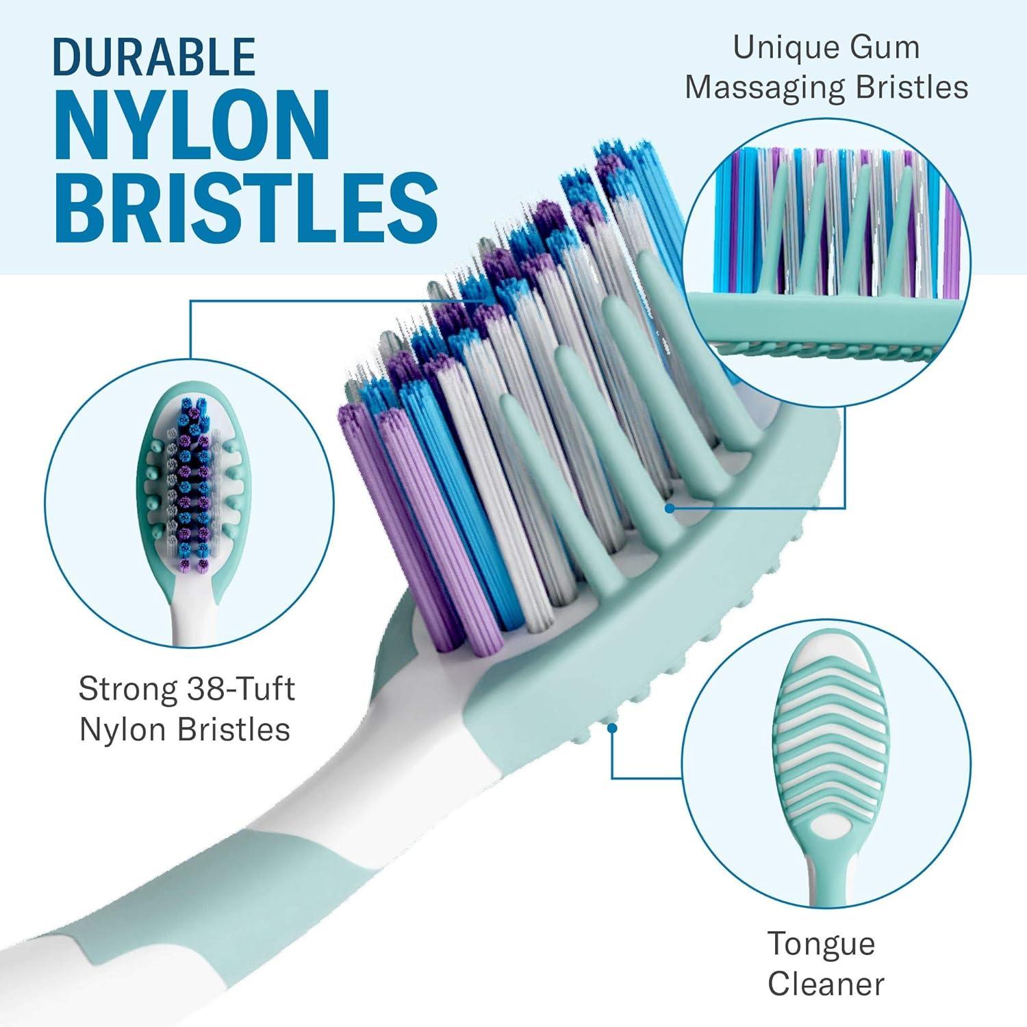 6 Pack of Reusable Medium Soft Toothbrushes with Nylon Bristles ...