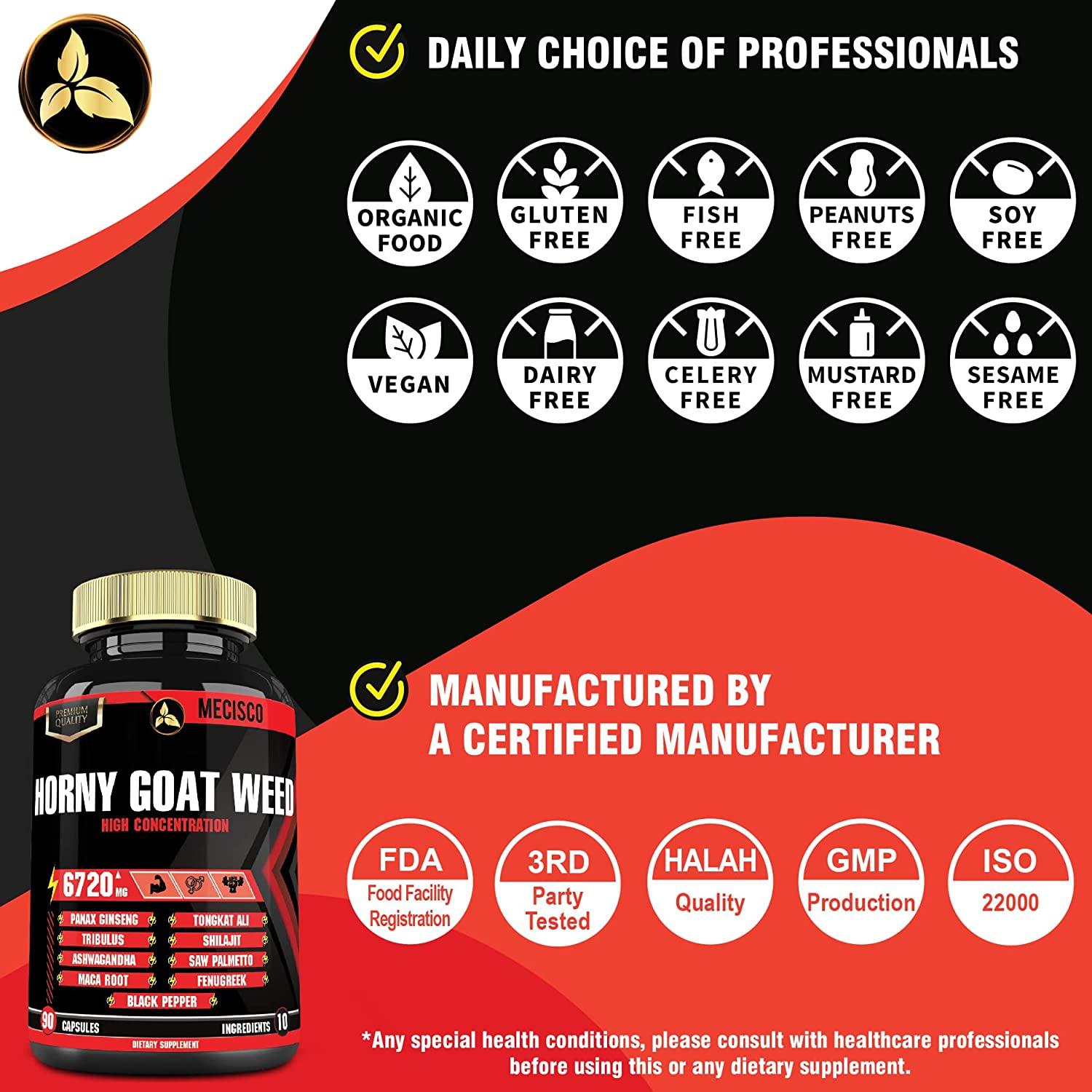 2 Packs Horny Goat Weed Capsules with Panax Ginseng, Tribulus ...