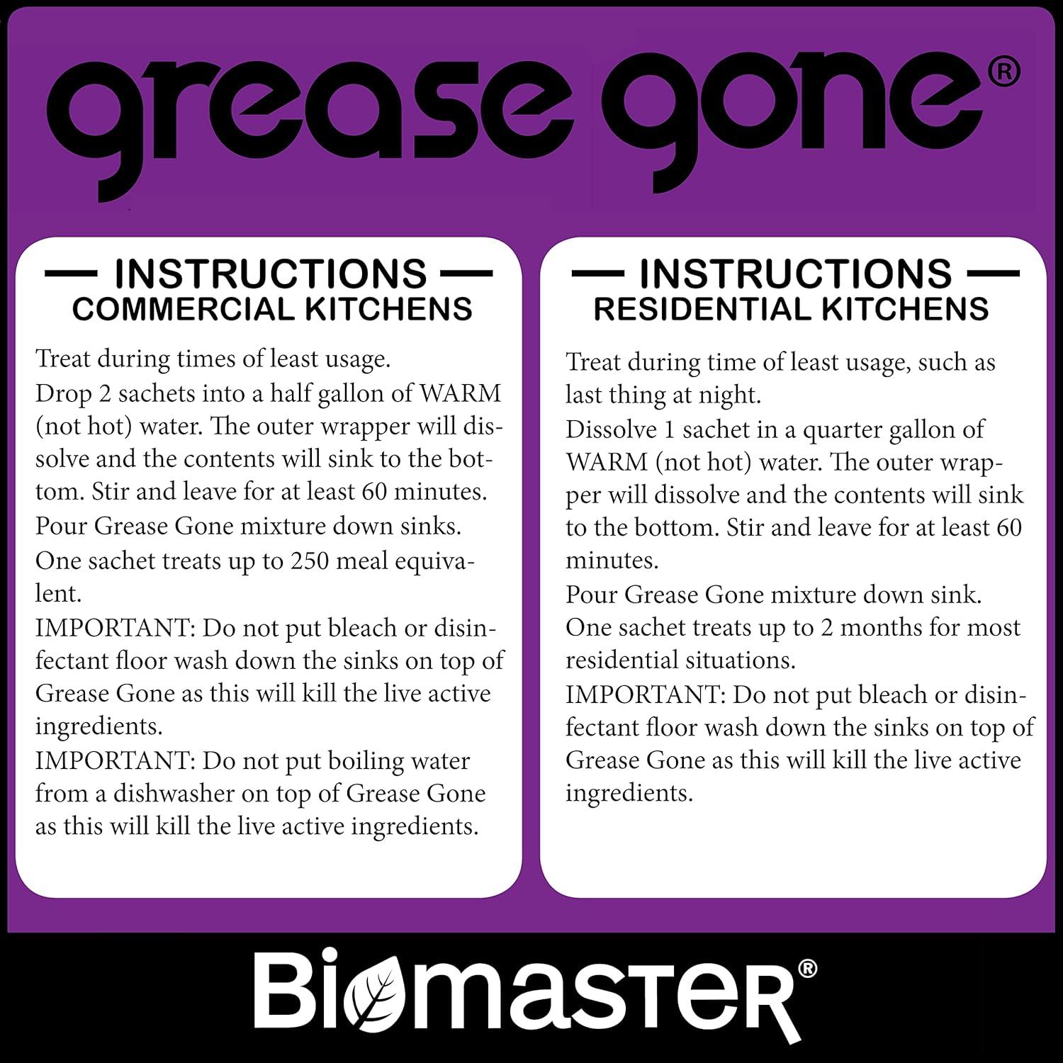 Grease Gone Grease Trap Cleaner - Dissolves Fat Oil & Grease Reduces ...