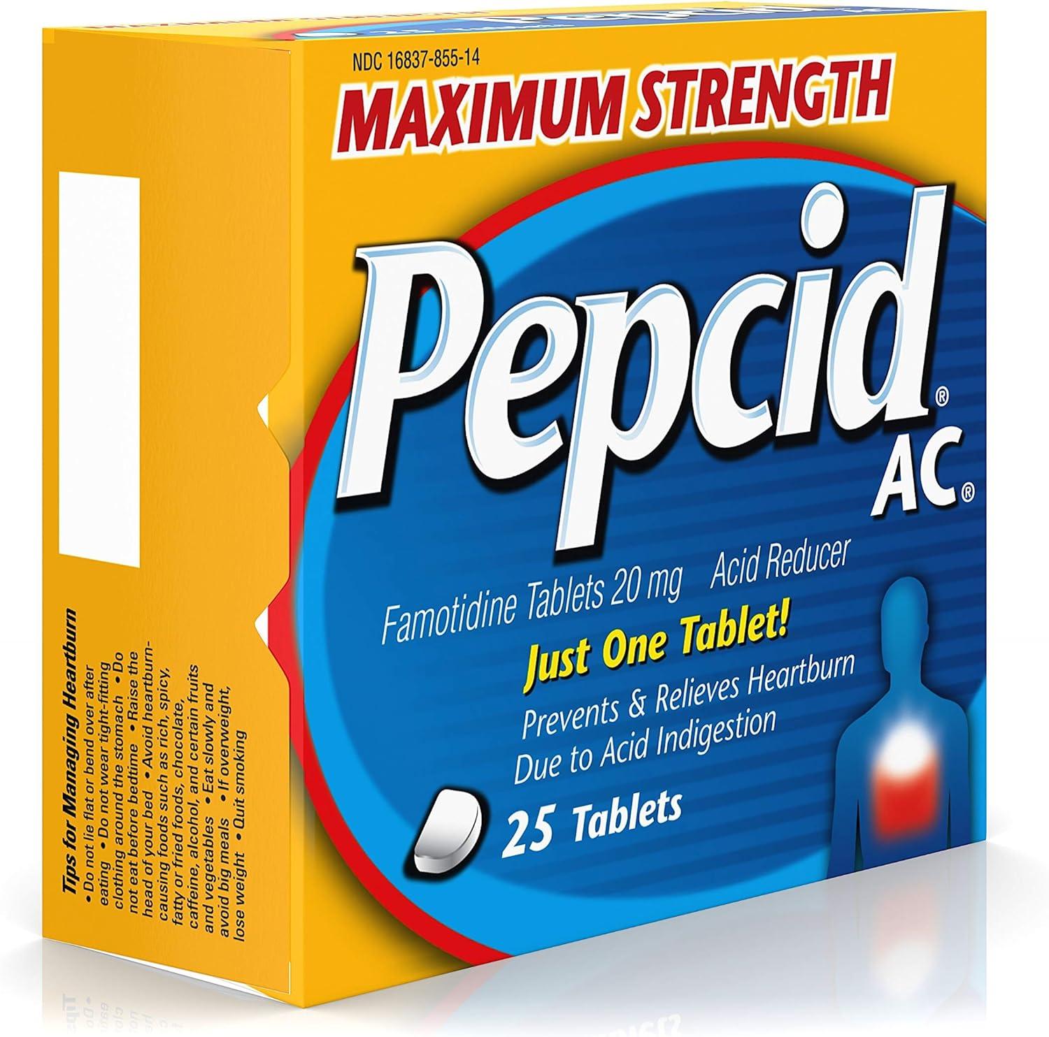 Pepcid AC Maximum Strength 20mg Famotidine for All-Day Heartburn Relief ...