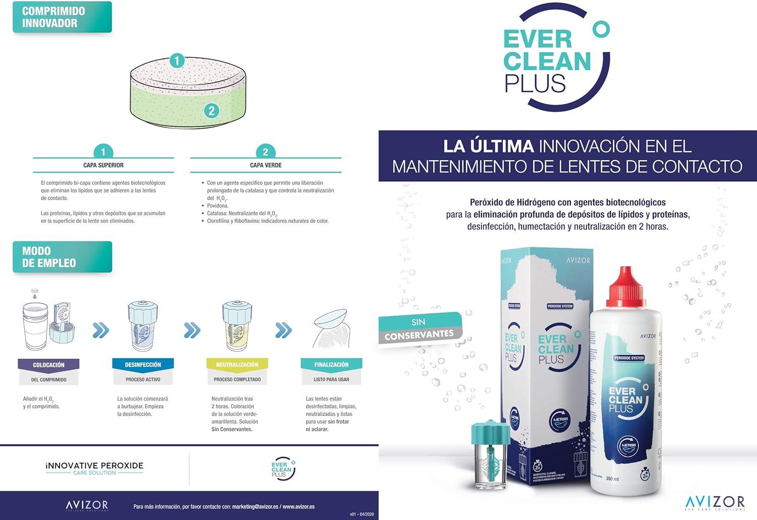 AVIZOR Everclean Plus: Contact Lens Cleaning Solution 2X 350ml - 3 ...