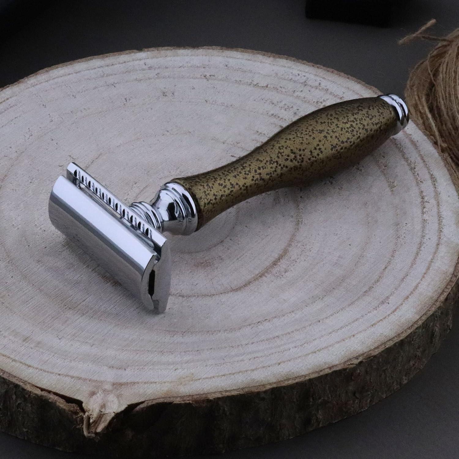 Classic Old-School Men's Shaving Set | Synthetic Brush DE Safety Razor ...