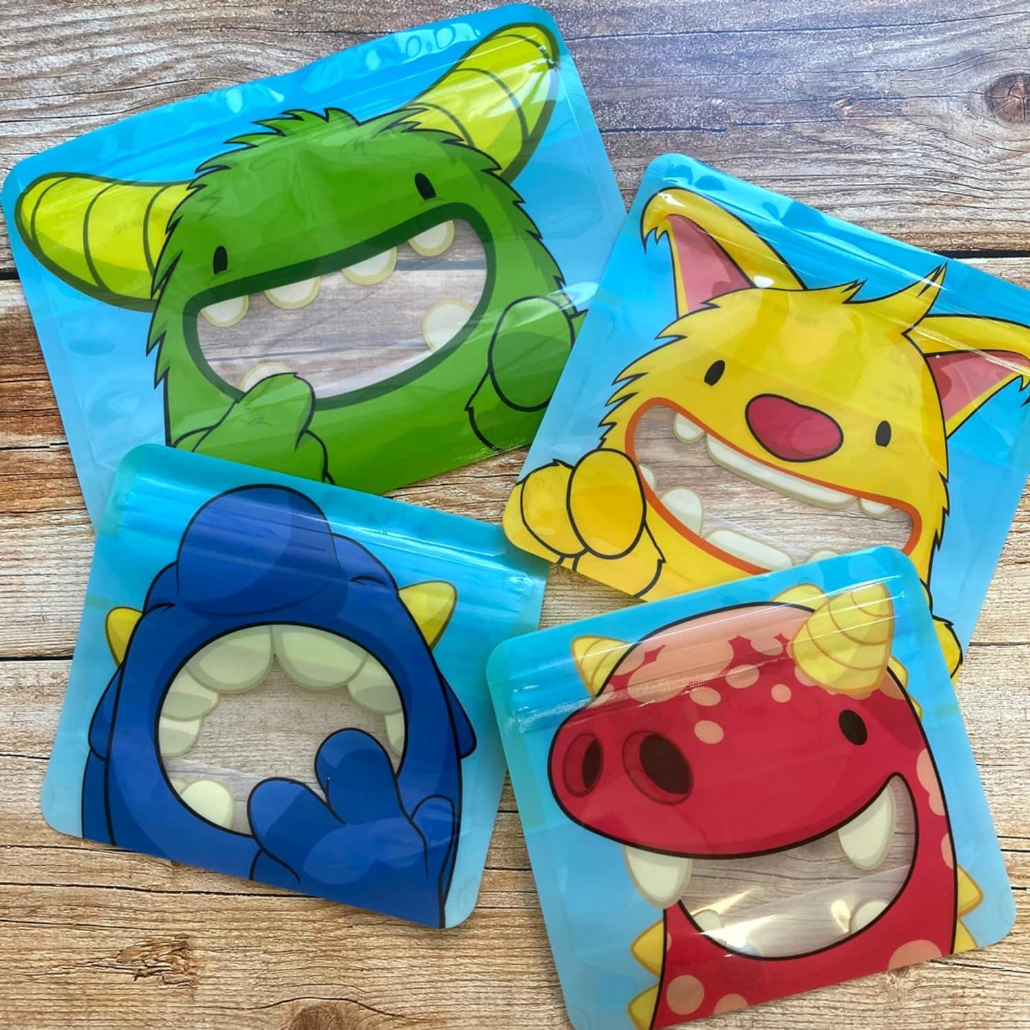Nom Nom Kids Monster Snack Bag Collection - 4 Reusable Snack/Sandwich ...