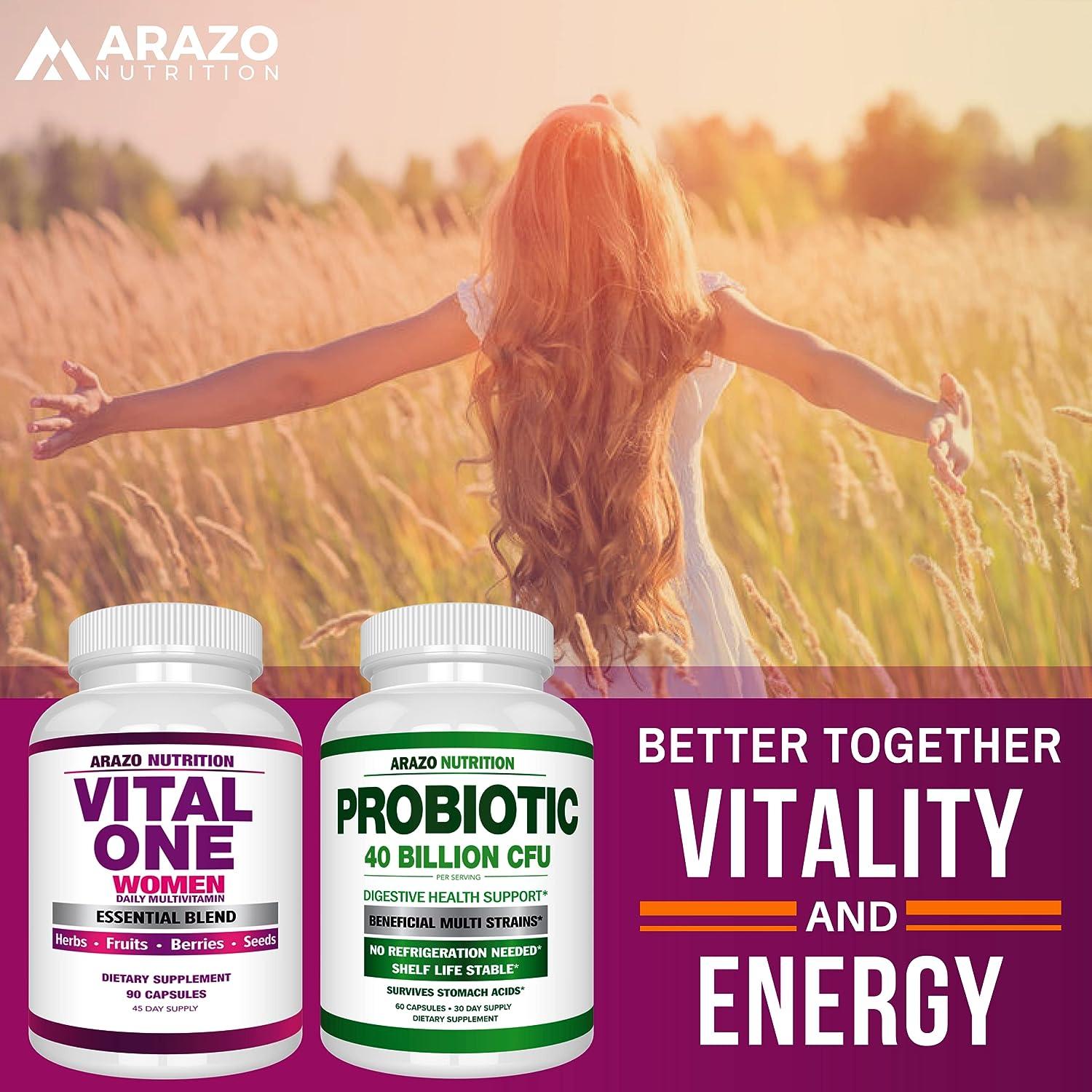 Arazo Nutrition Vital One Multivitamin for Women - 90 Vegan Capsules ...