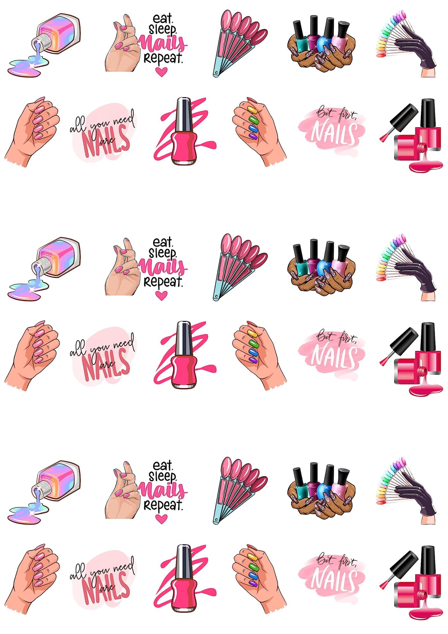 33 Stand Up Nails Nail Varnish Themed Edible Wafer Paper Cake Toppers ...