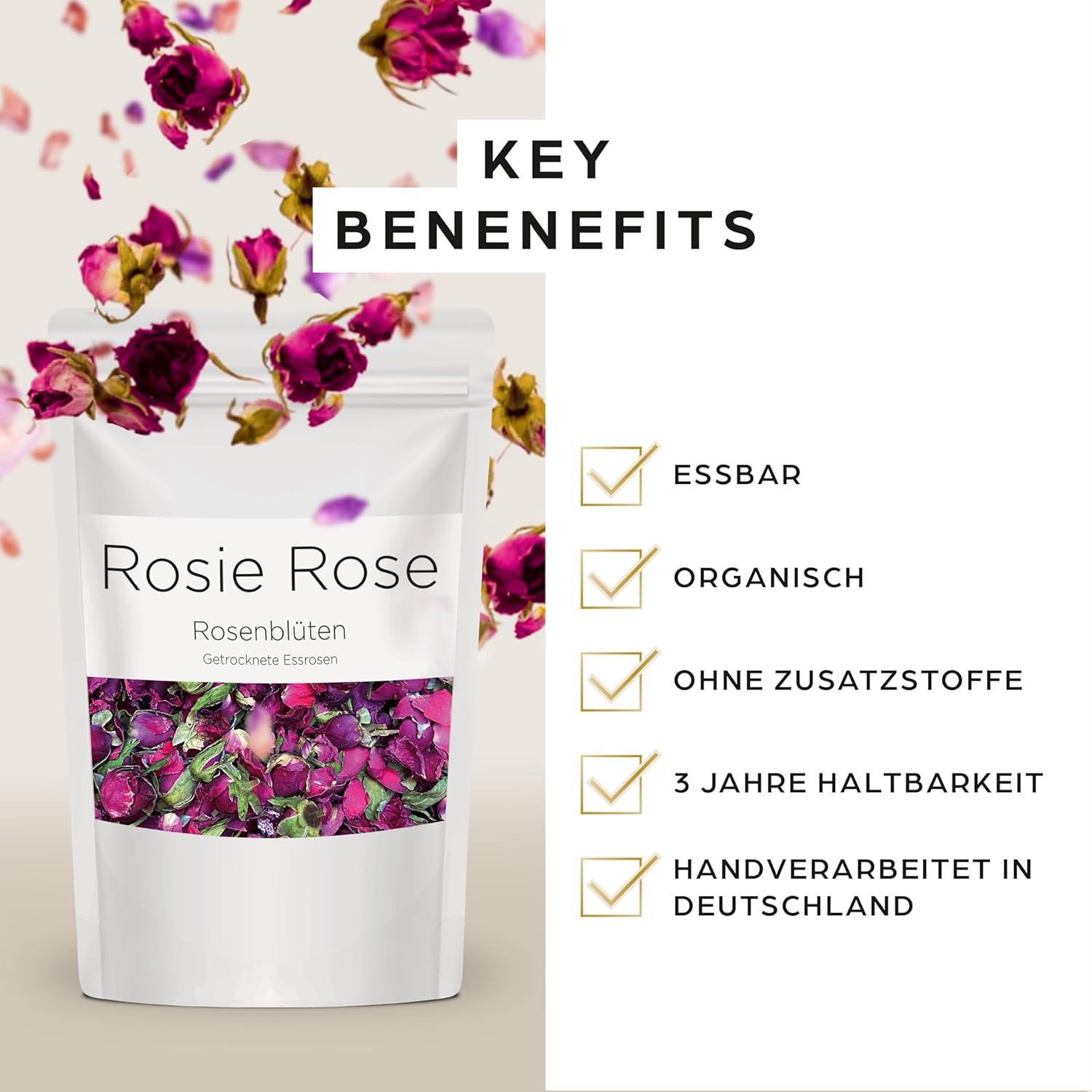 Rosie Rose Edible Pink Rose Flowers - 50g Dried Natural Roses for ...