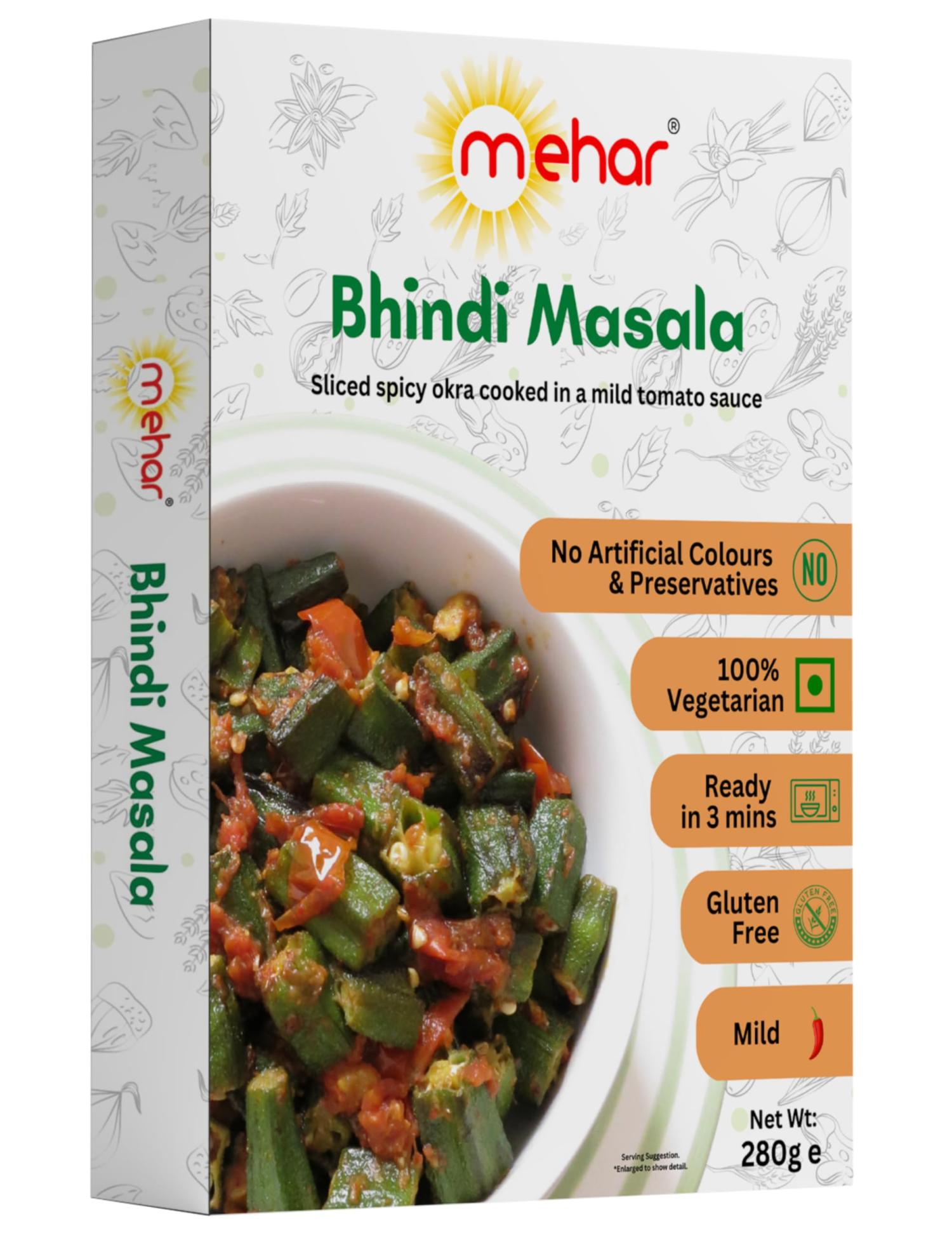 Mehar Ready to eat Bhindi Masala Meal 280G (PACK OF 3) | Buy Now with ...