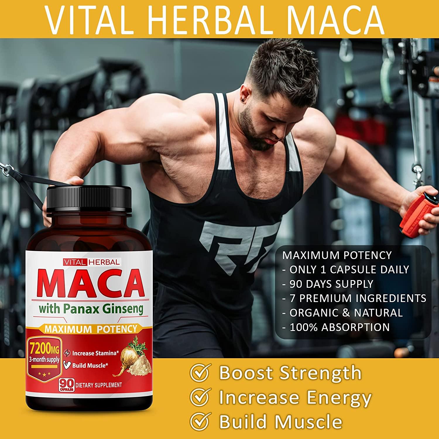 Maca Root Capsules 7200mg Strength with Ashwagandha, Tongkat Ali ...