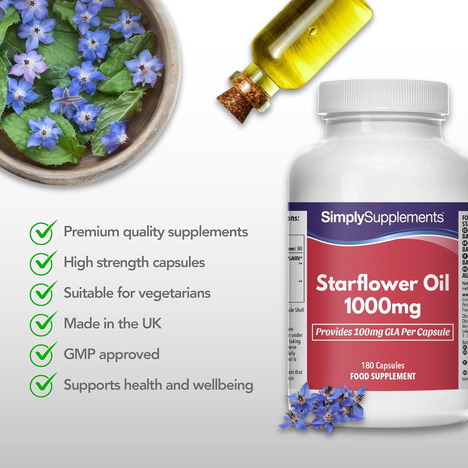 Starflower Oil 1000mg - 180 Capsules | Premium Quality Supplement | Buy ...