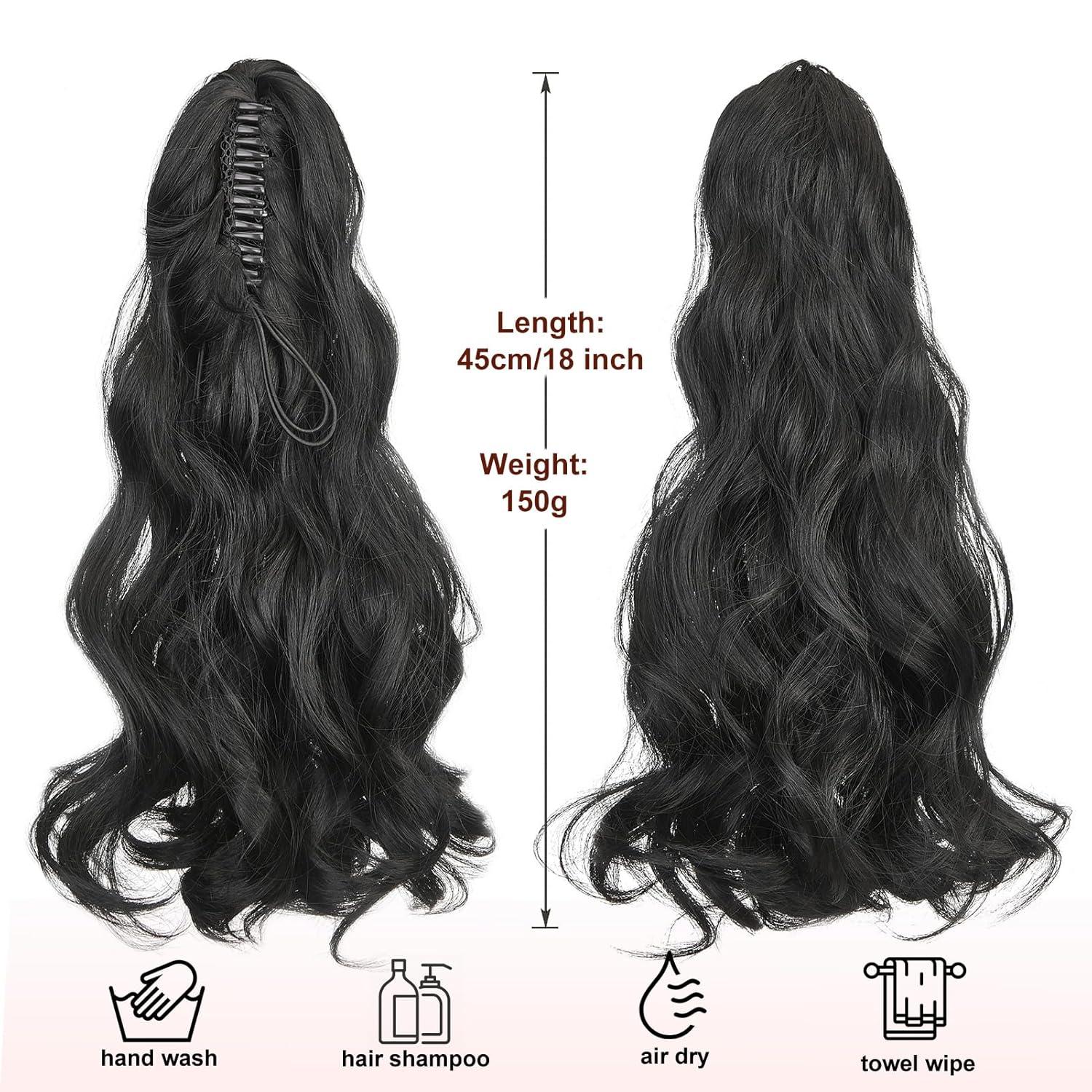 DCBaboo 45cm Ponytail Extension - Wavy Curly Clip-In Hair Braid ...