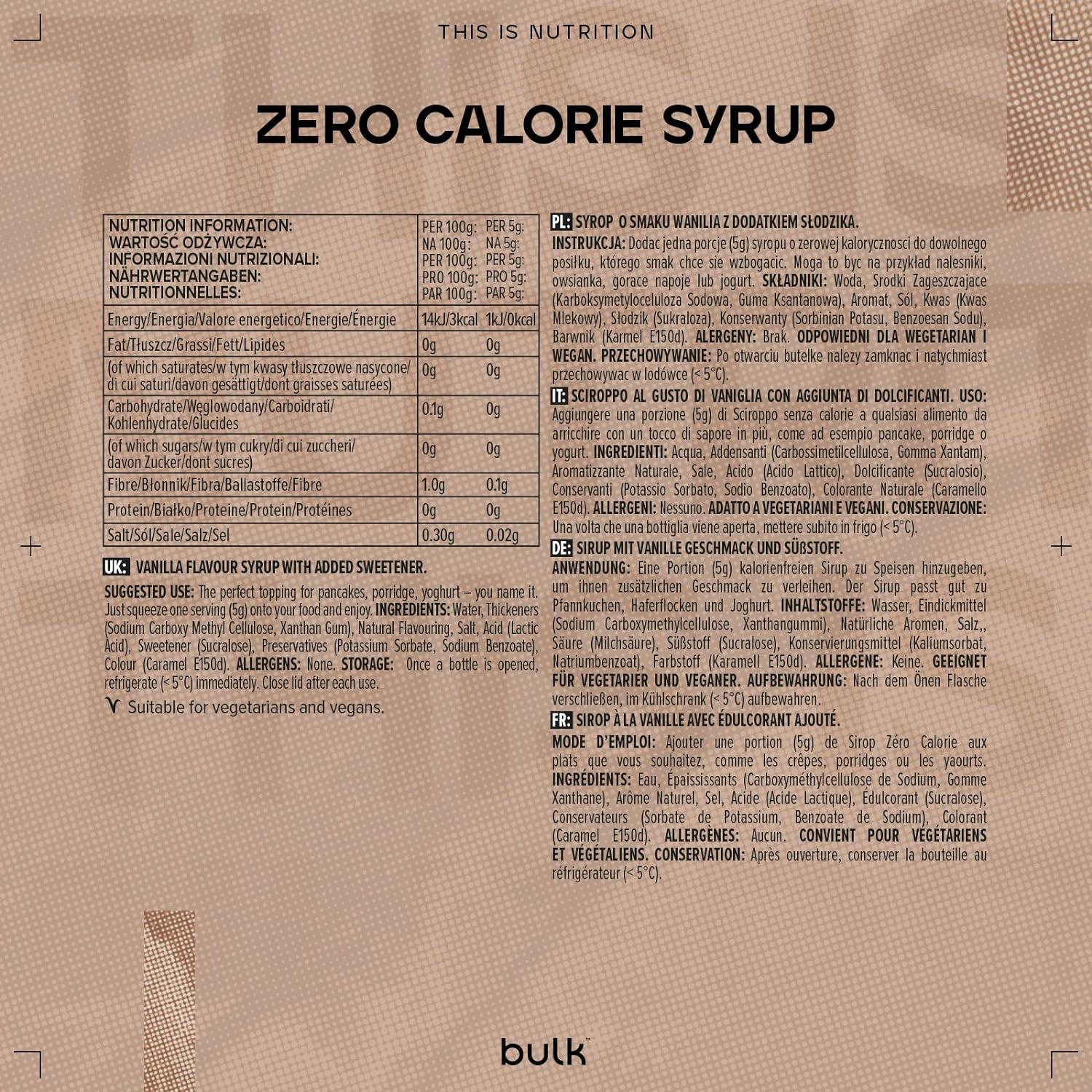 Zero Calorie Sugar Free Vanilla Syrup - 400ml (Bulk Size) | Shop Now ...