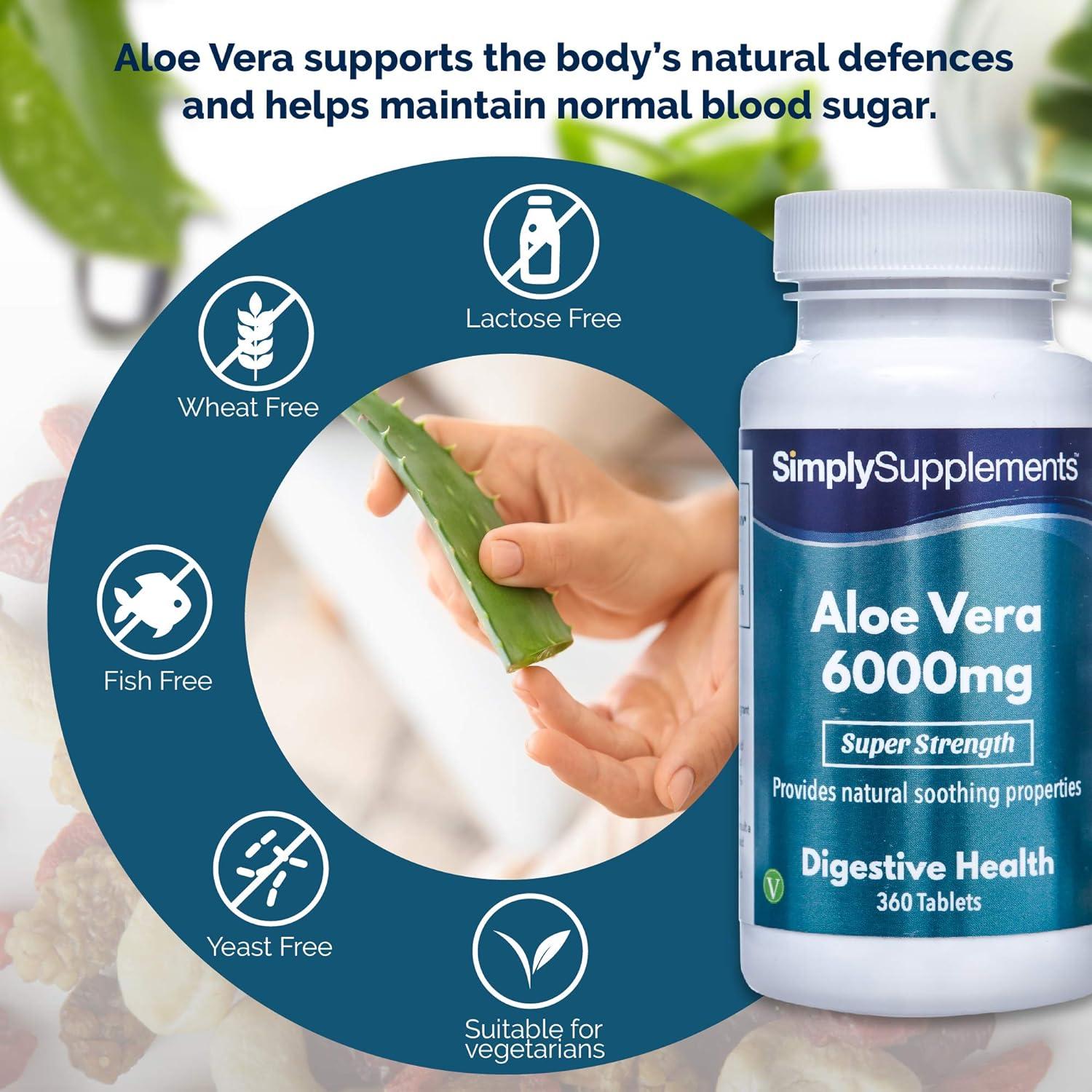 Aloe Vera Tablets 6000mg - Vegan & Vegetarian Friendly - 360 Tablets ...