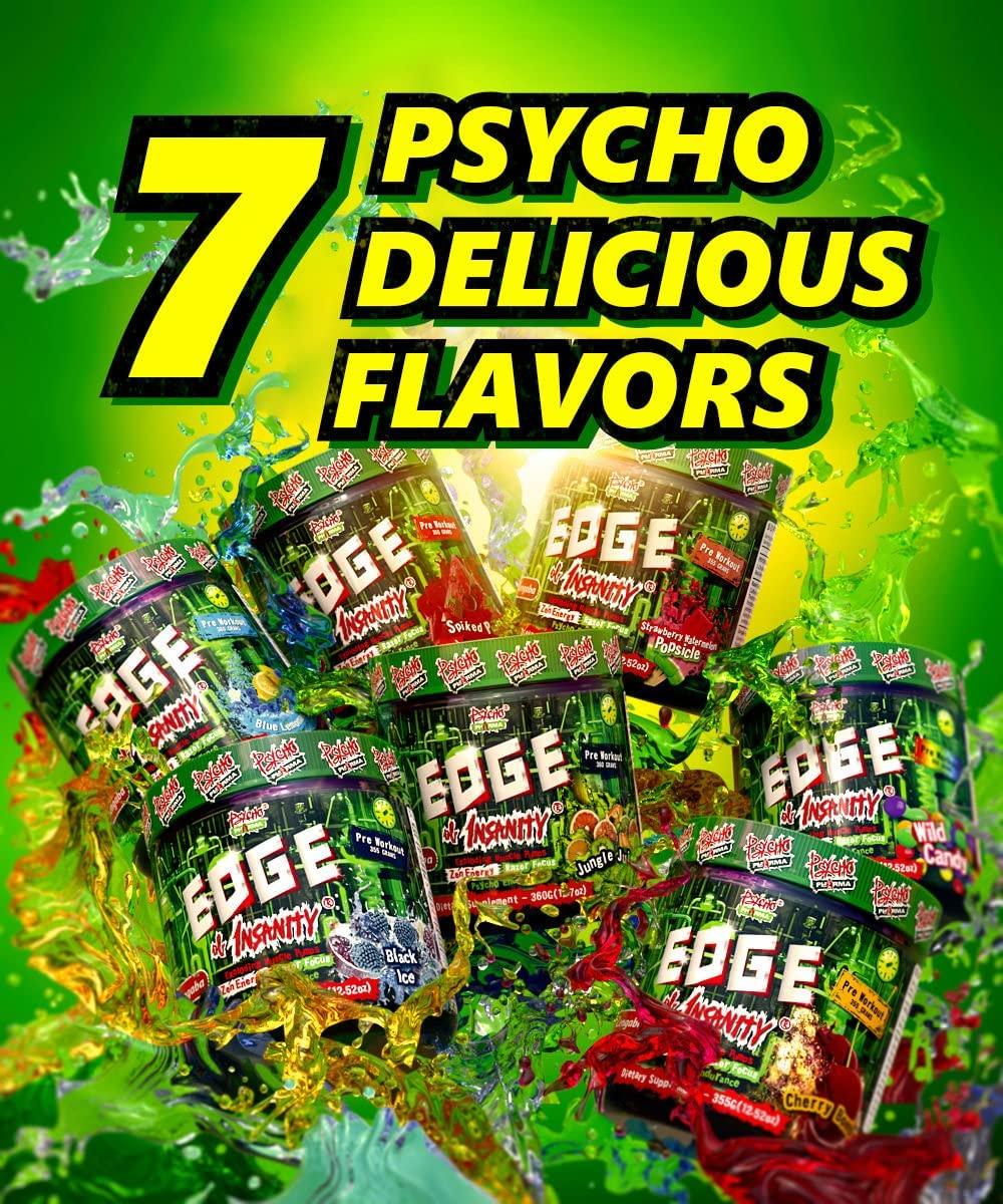 PWO Psycho Pharma Edge of Insanity: Intense Workout Powder with Zengaba Energy - 360g (Jungle ...