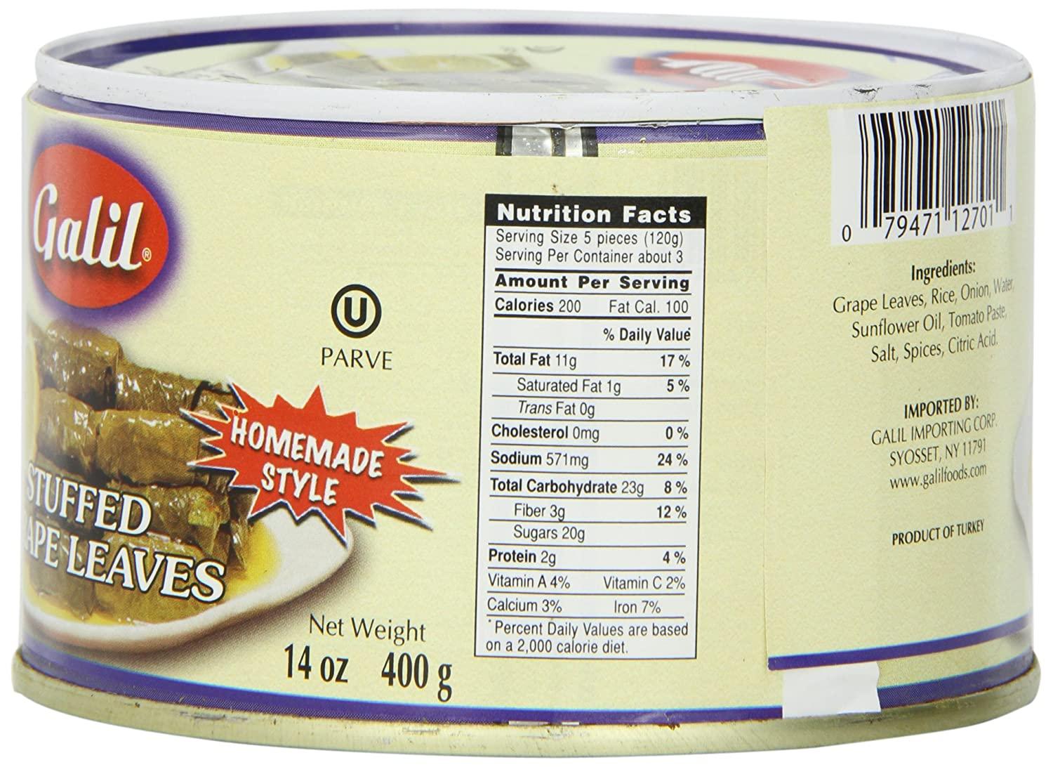 Galil Stuffed Grape Leaves Non-GMO 14-Ounce Cans (Pack of 12) | Buy Now ...
