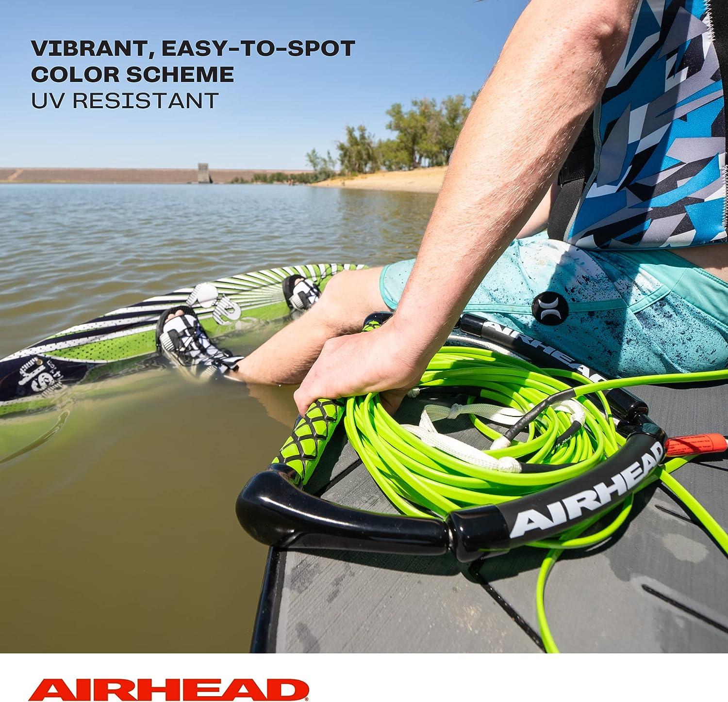 AIRHEAD Dyneema Flat Line Wakeboard Rope - 70ft, 4 Sections, Green ...