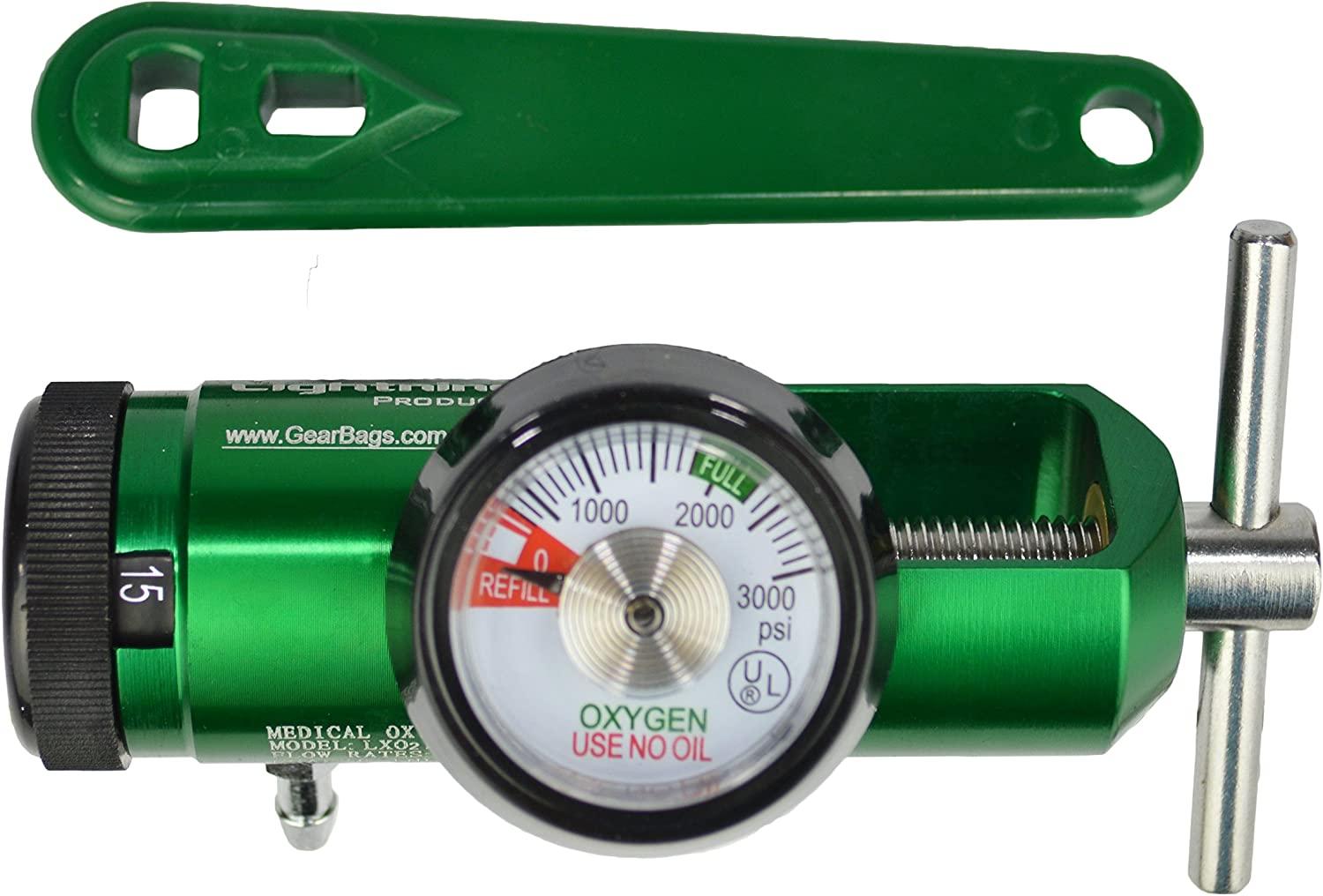 Lightning X O2 Mini Oxygen Regulator CGA-870 | Gauge Flow Rate 0-15lpm ...