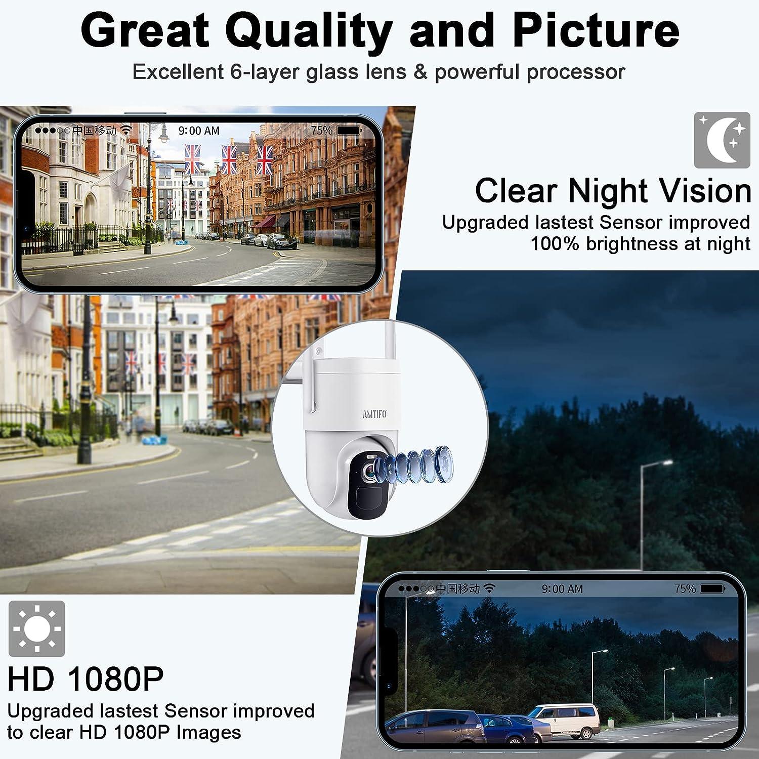AMTIFO Solar Wireless Outdoor Security Camera - 2K WiFi Surveillance ...