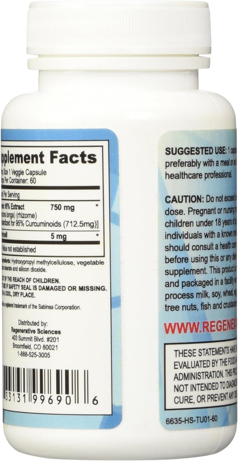 Regenexx Turmeric Curcumin Complex 95% Curcuminoid Extract with ...