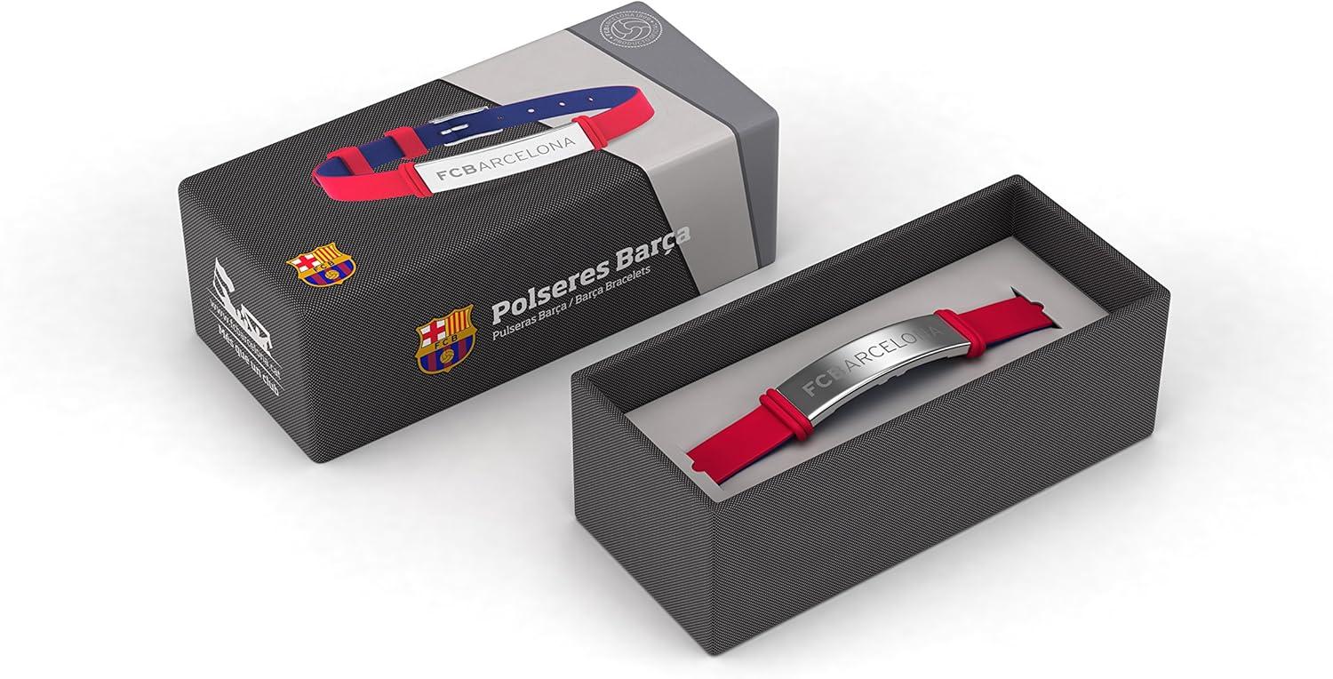 FC Barcelona Silicone & Stainless Steel Adjustable Fashion Bracelet ...