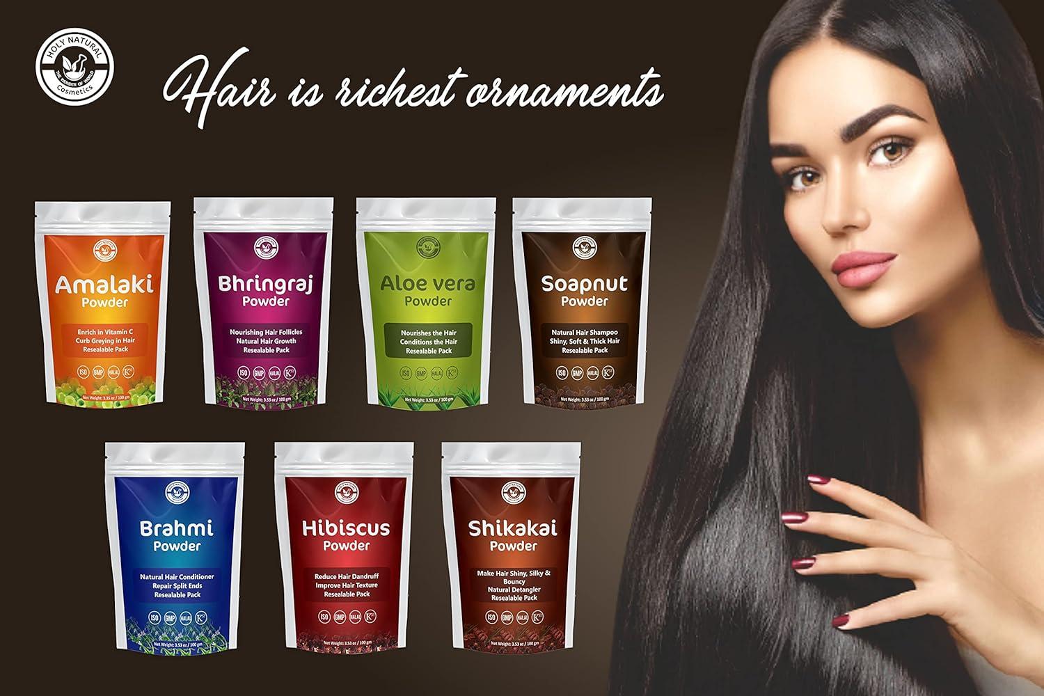 Herbal Hair Growth Powder | 7-in-1 Hair Mask Combo | Amalaki, Bhringraj ...