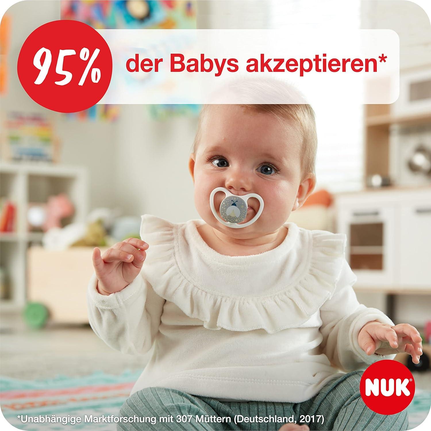 Nuk Space Schnuller with Light Effect - BPA-Free Silicone Pacifier for ...