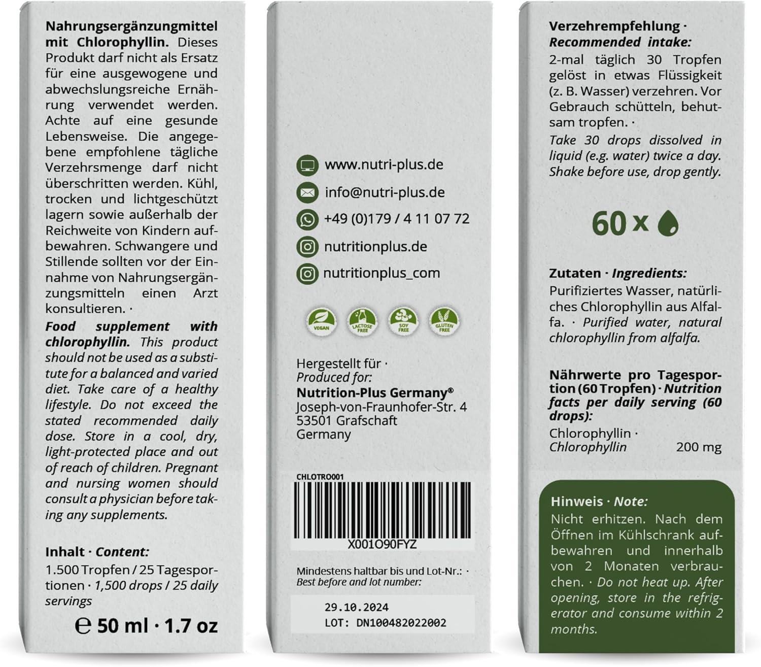 Nutri + Chlorophyll Drops - High Dose 1500 Drops Pure Alfalfa Liquid ...