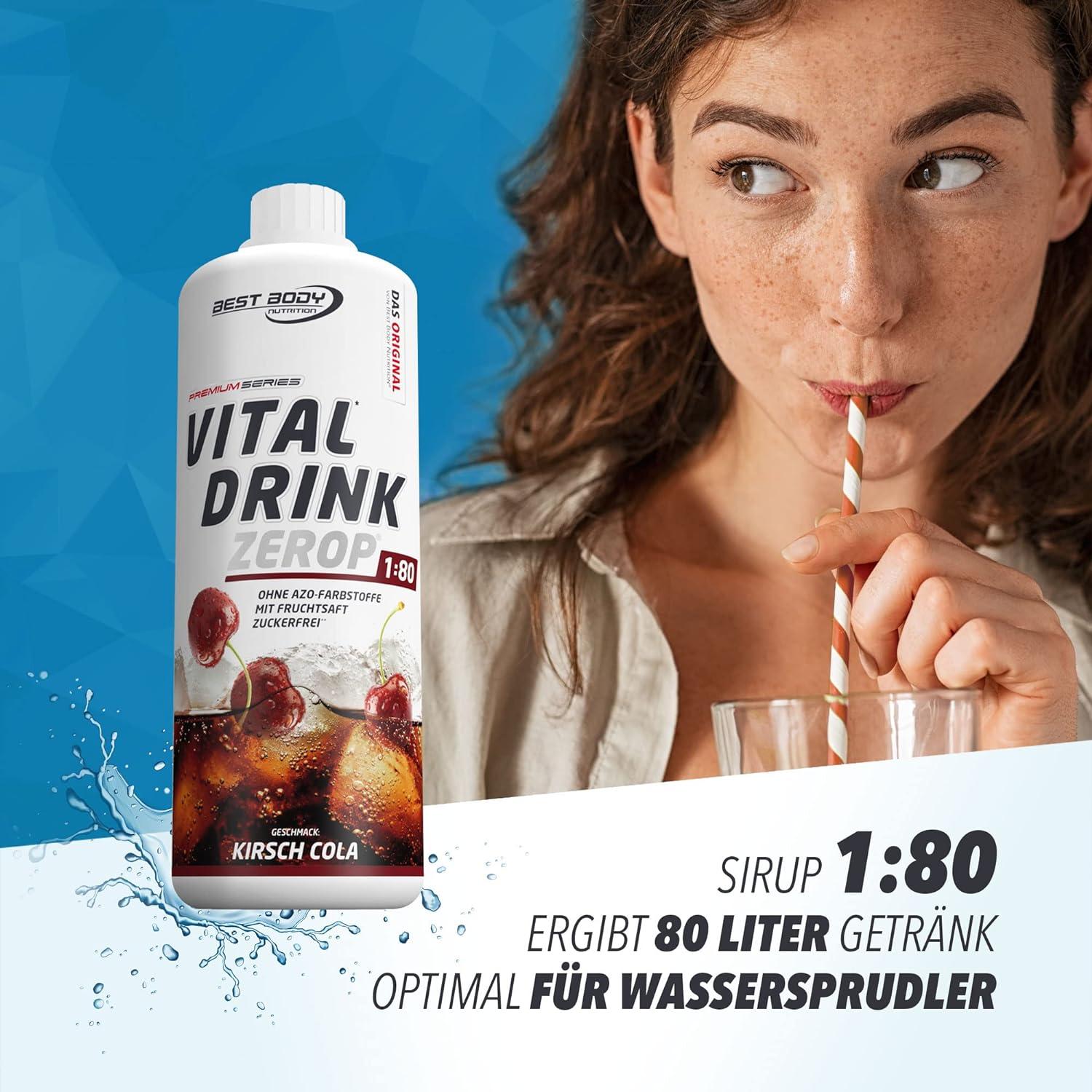 Best Body Nutrition Vital Drink Zerop - Sugar-Free Cherry-Cola Syrup Concentrate | 80 Liters of ...