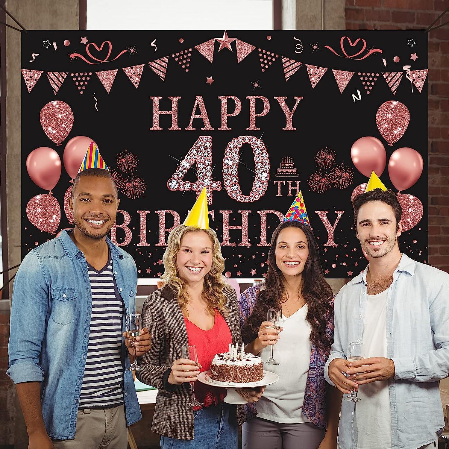 Trgowaul 40th Birthday Decorations Banner Women Rose Gold Happy 40th