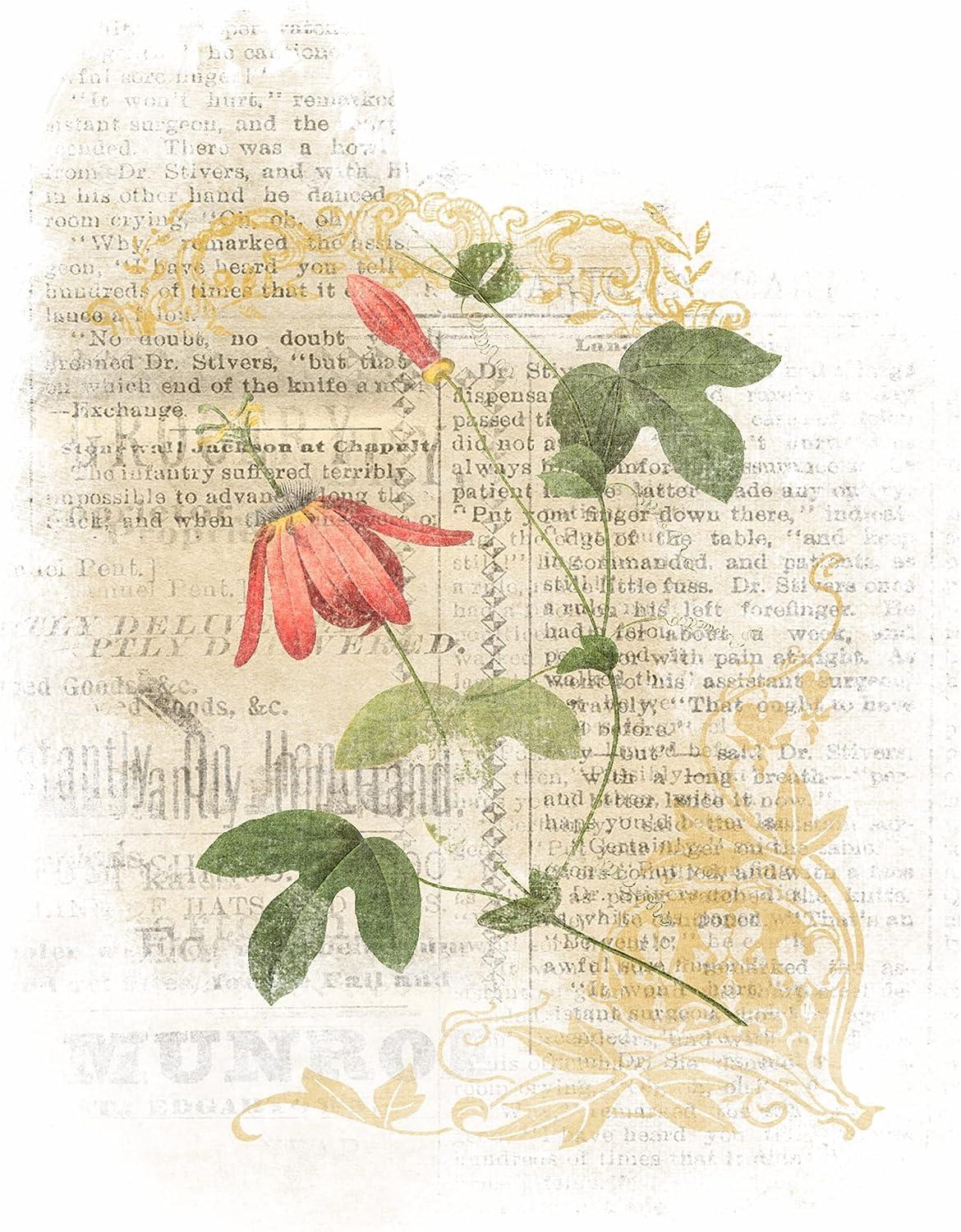 Flower Overlay Rice Paper - 8x10.5 inch, 6 Different Printed Images ...