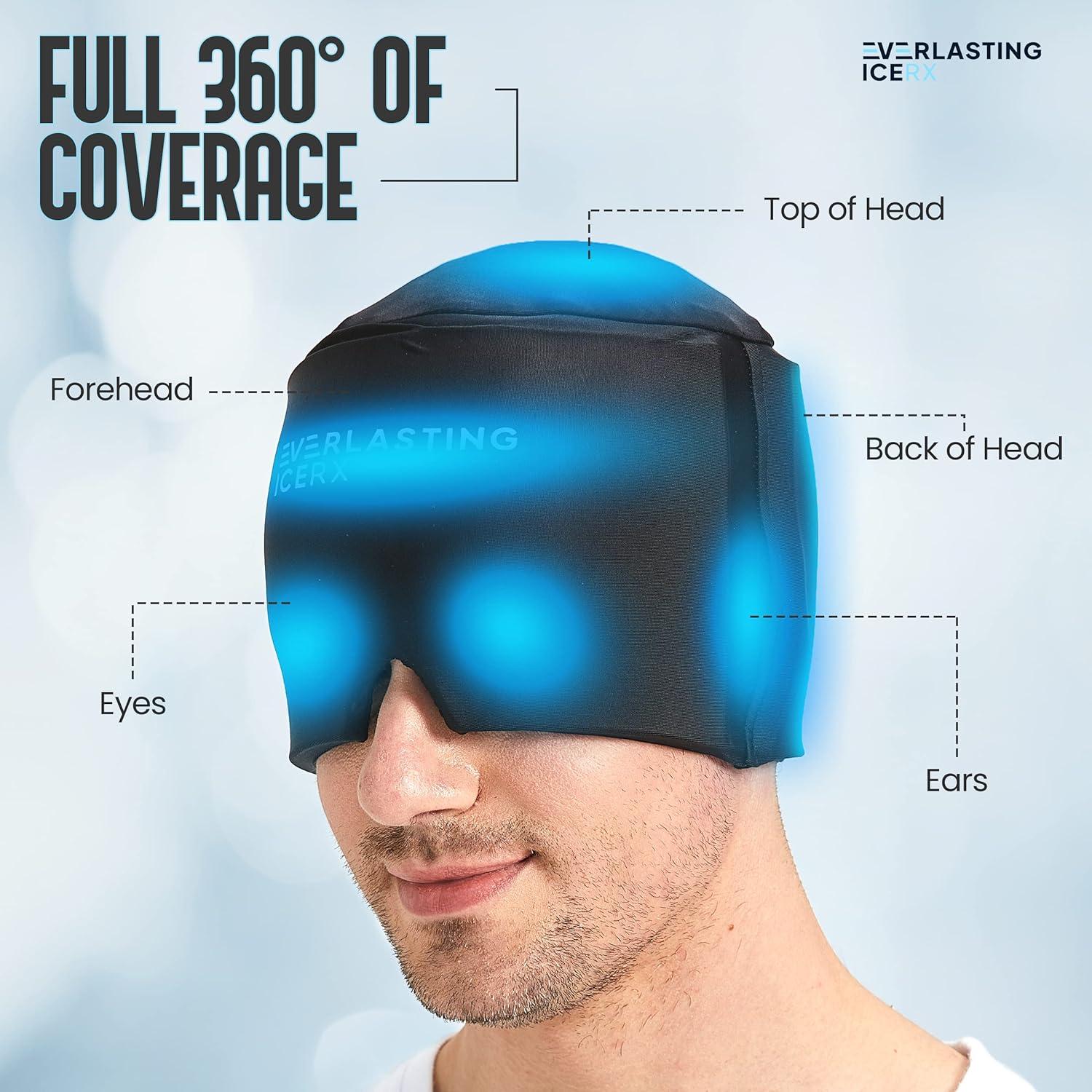 Form Fitting Gel Ice Headache Relief Hat - Cold Therapy Cap for ...