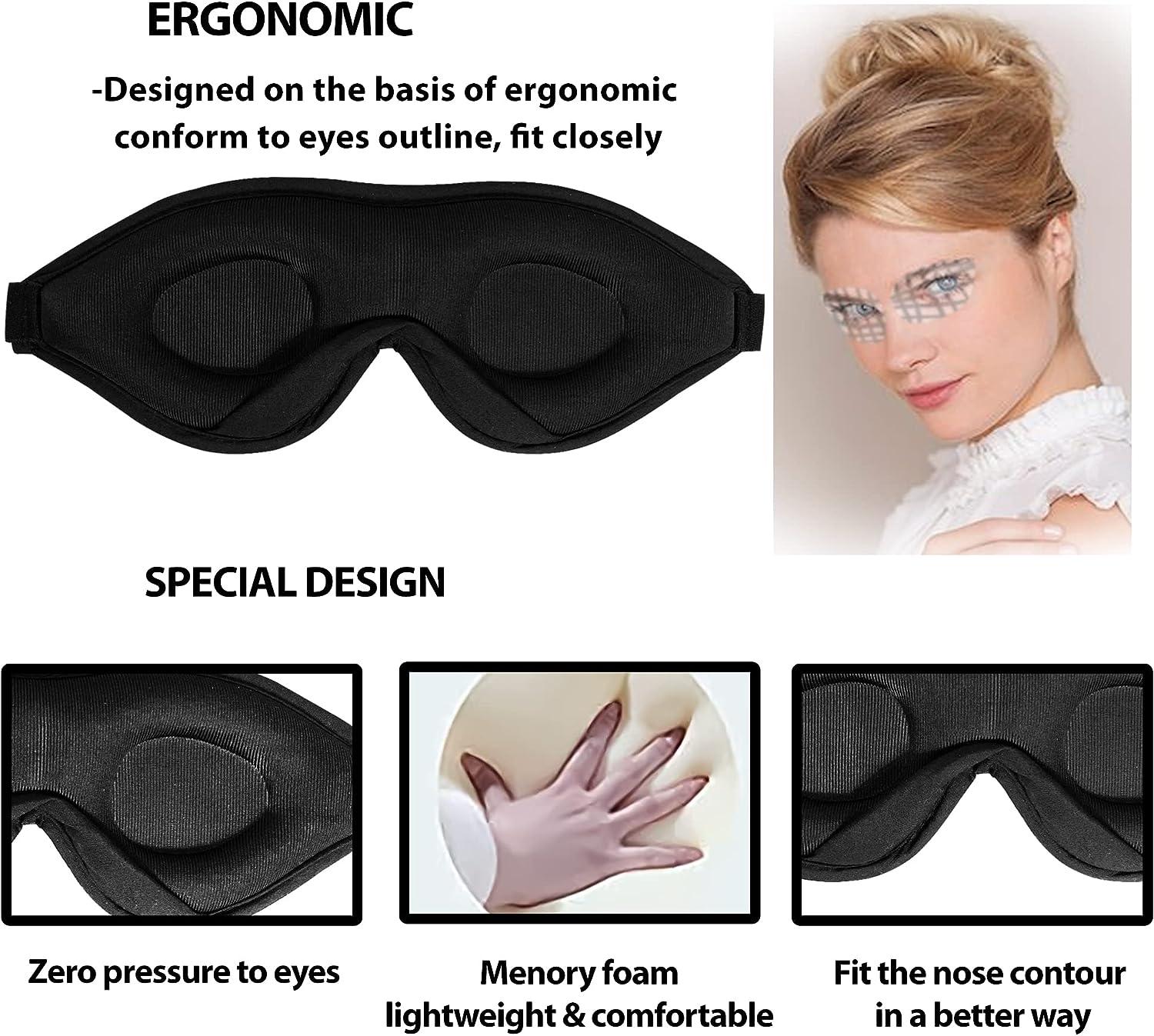 Luxury Sleep Eye Mask for Men & Women - Black Concave Molded Night ...