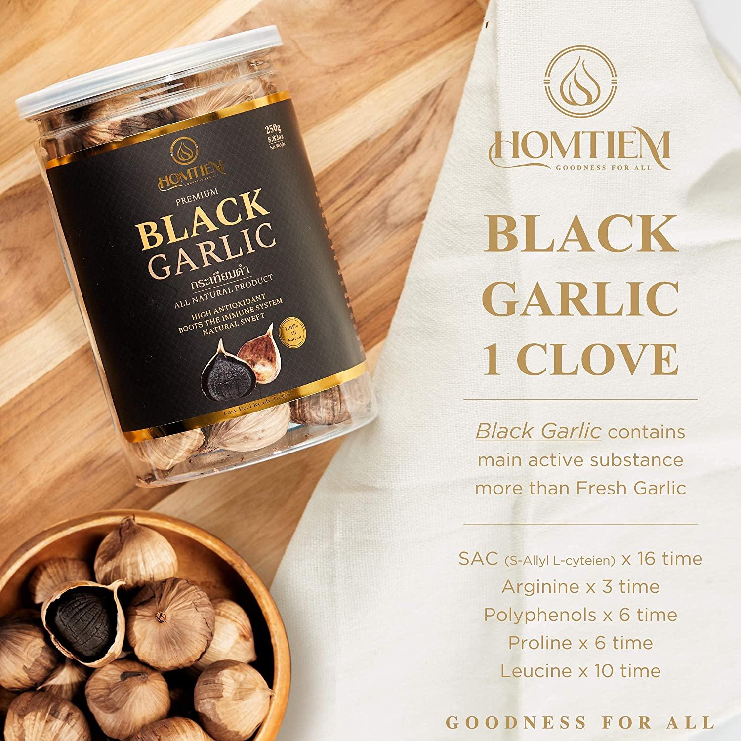 Premium Homtiem Black Garlic 8.82 Oz - Fermented for 90 Days, High in ...