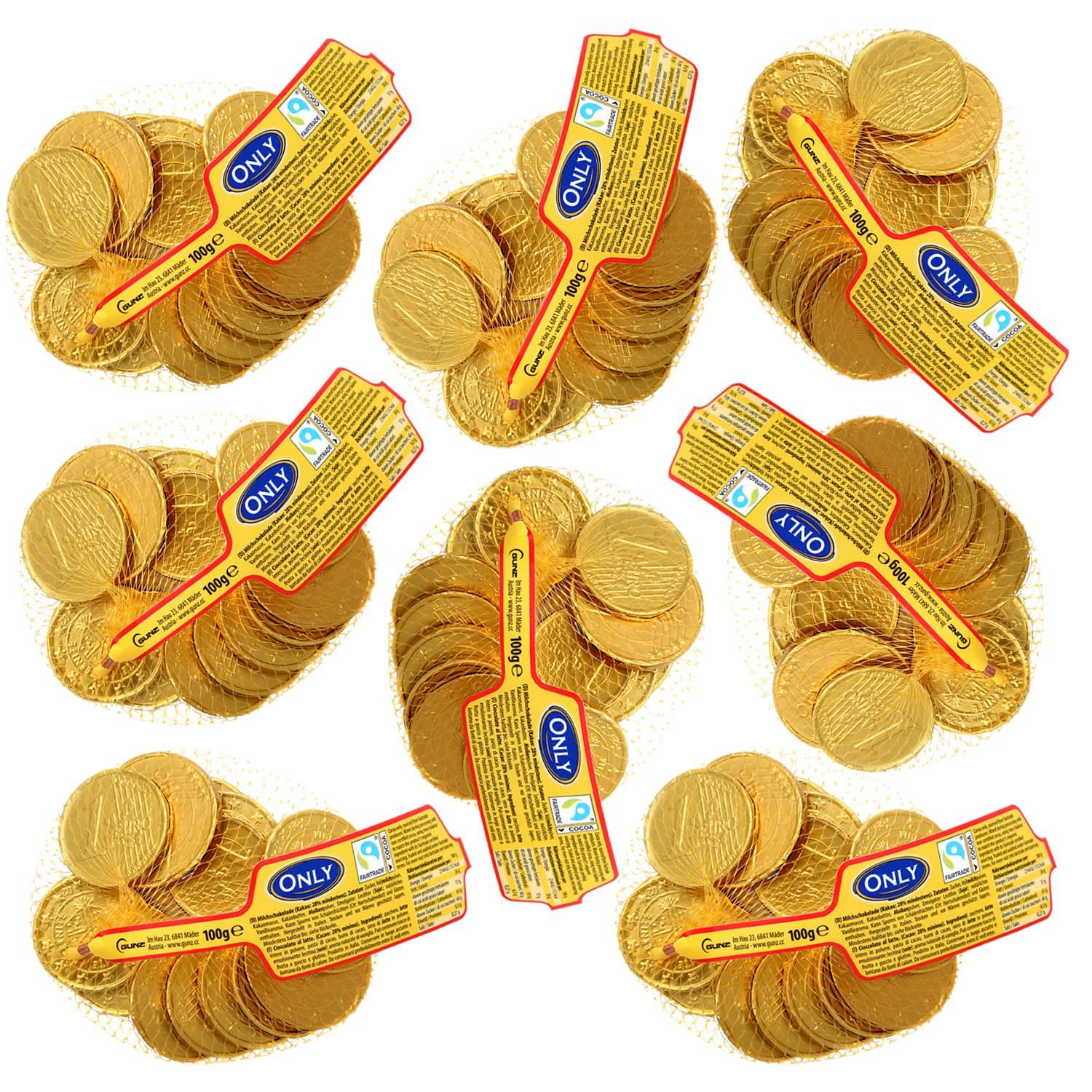 Oyoy 8x 100g Gold Milk Chocolate Coins - Fair Trade Cocoa Pirate Box ...