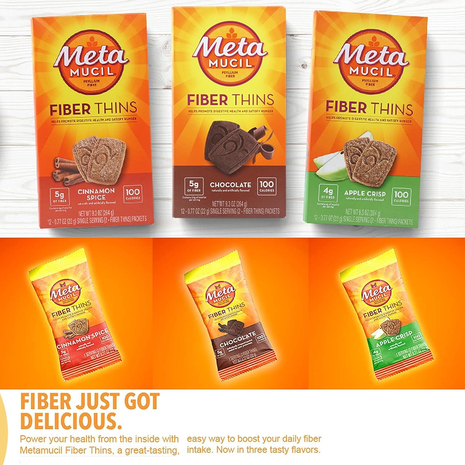 Metamucil Fiber Thins - Apple Crisp & Cinnamon Spice Variety Pack - 24 ...